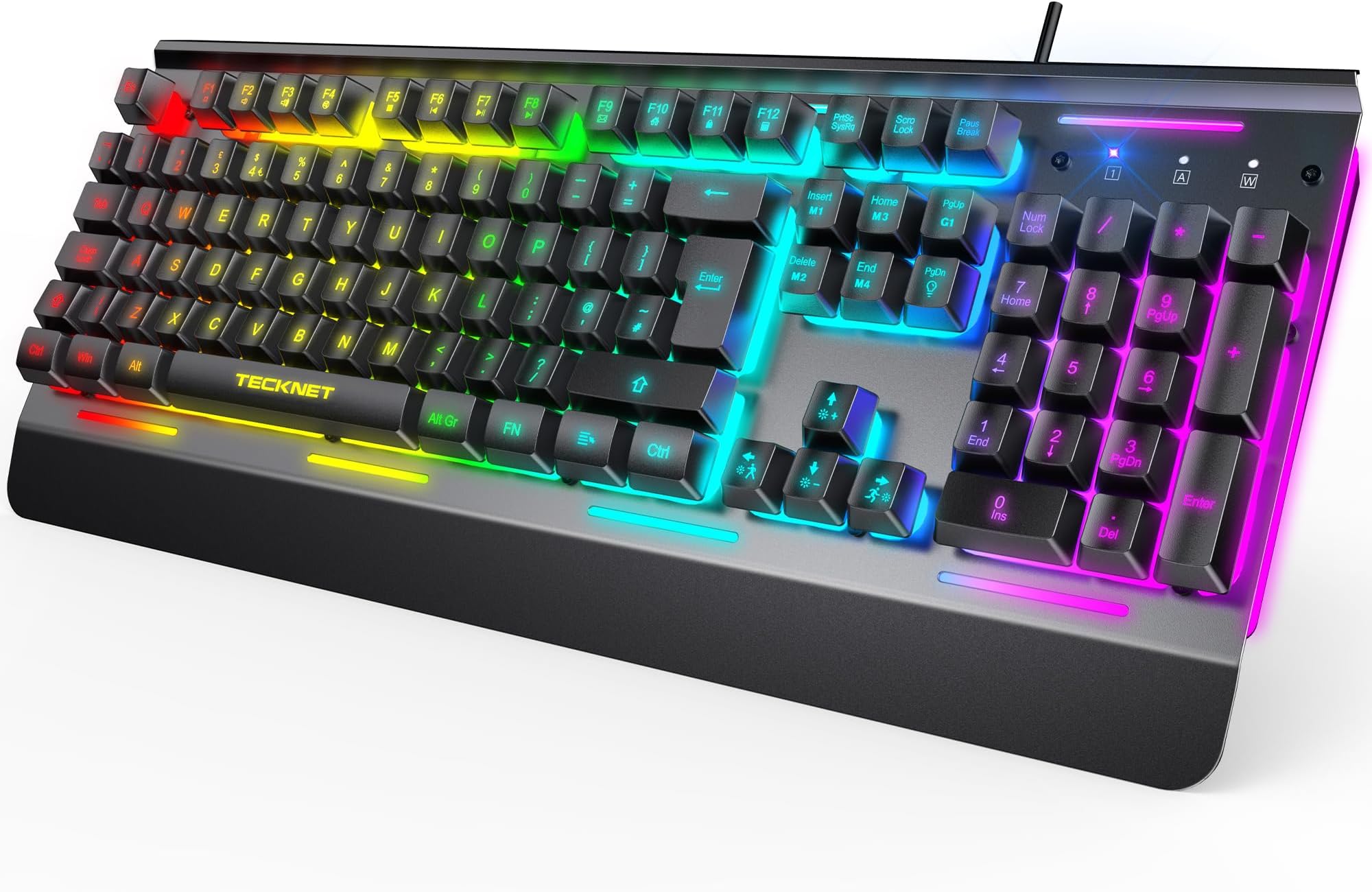 TECKNET RGB Gaming Keyboard, 105 Keys, All-Metal Panel, 15-Zone RGB ...