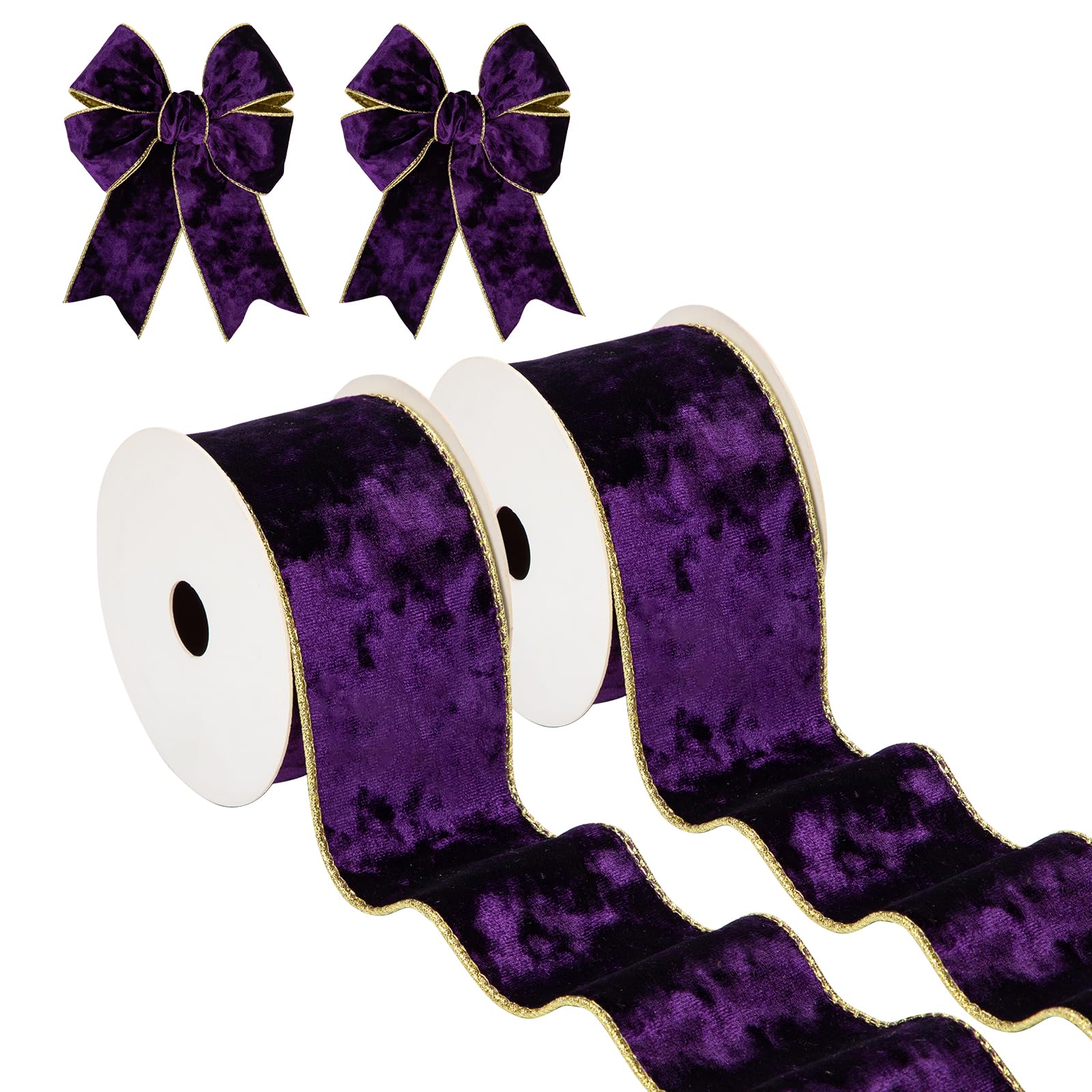 Amazon.com: Briful Purple Velvet Christmas Ribbon 2.5 Inch Christmas ...