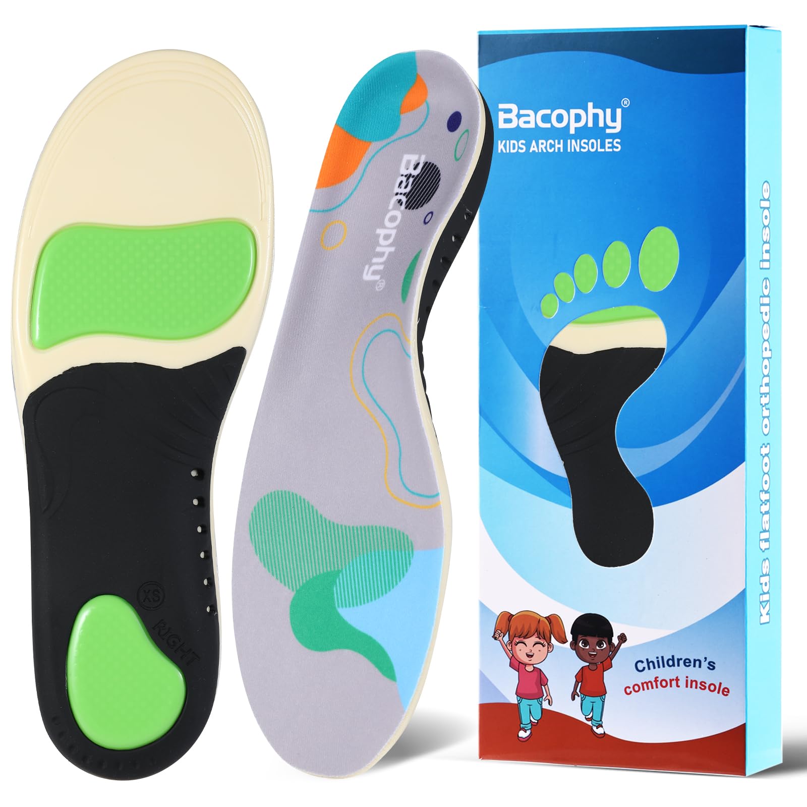Amazon.com: Bacophy Kids Arch Support Orthotic Insoles, Children Pu ...