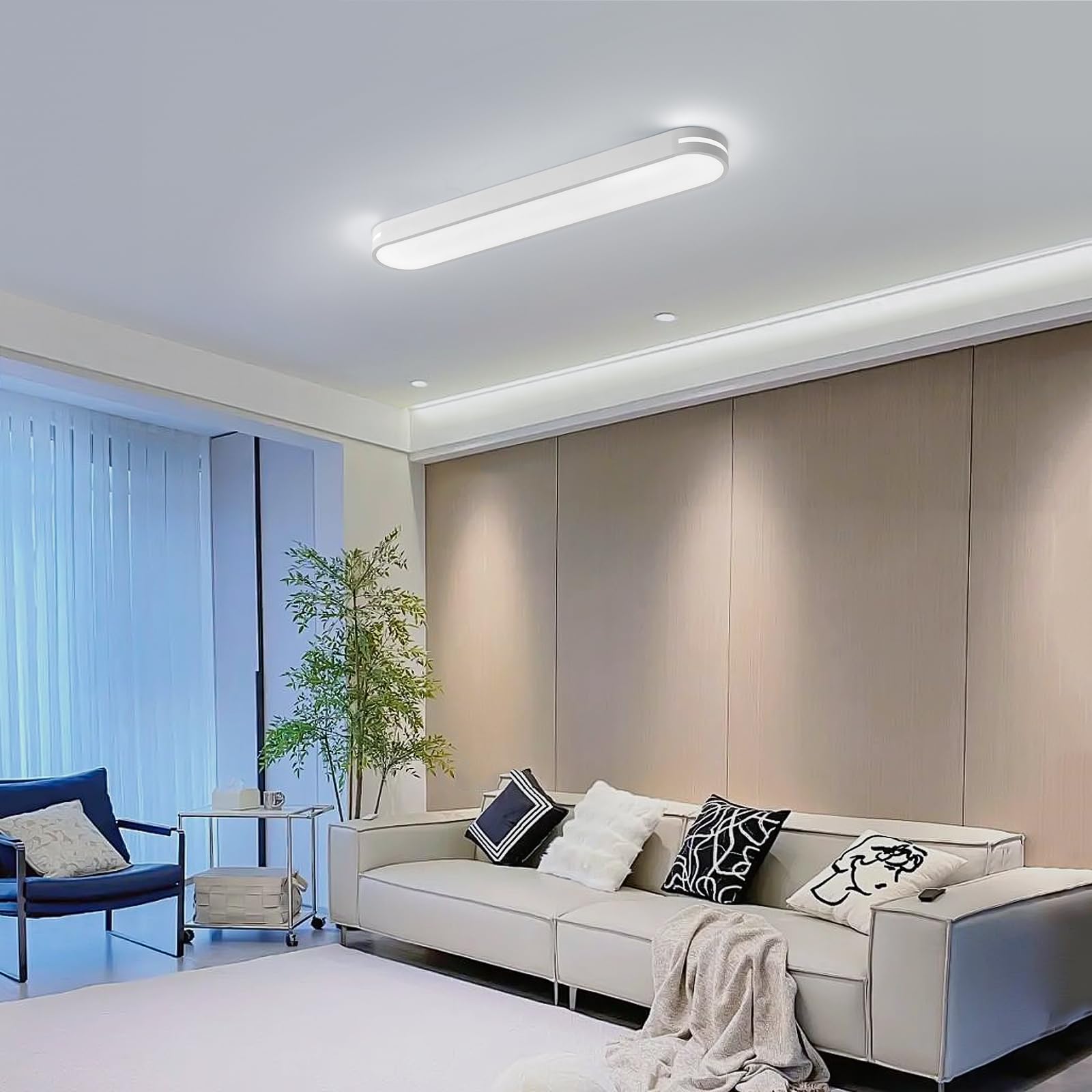 Becailyer Modern LED Linear Ceiling Lights, Dimmable LED Ceiling Lamp ...
