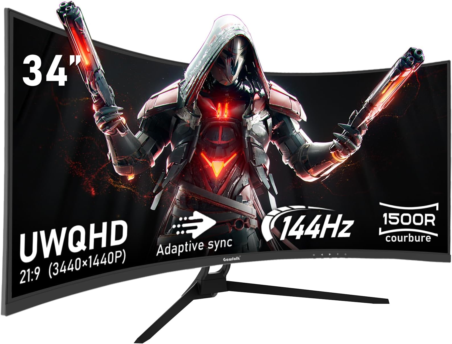 Gawfolk Écran PC Ultra Large 34 Pouces 1500R incurvé 144Hz Gaming ...