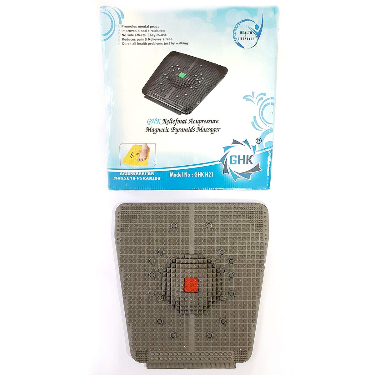 GHK H21 Reliefmat Acupressure Power Mat Massager with Magnetic Pyramids ...