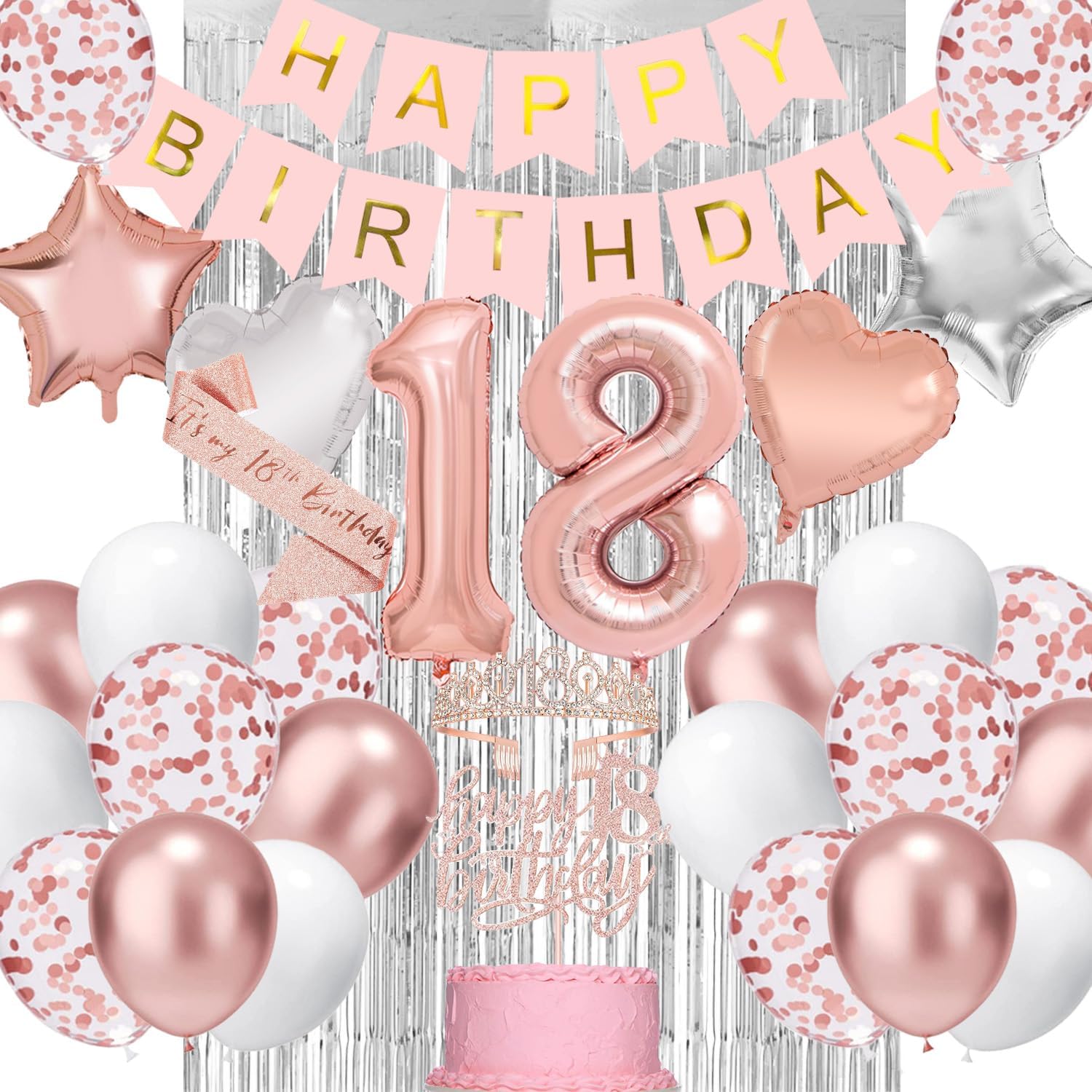 Amazon.com: 239 PCS Rose Gold 18th Birthday Party Decorations for Girls ...