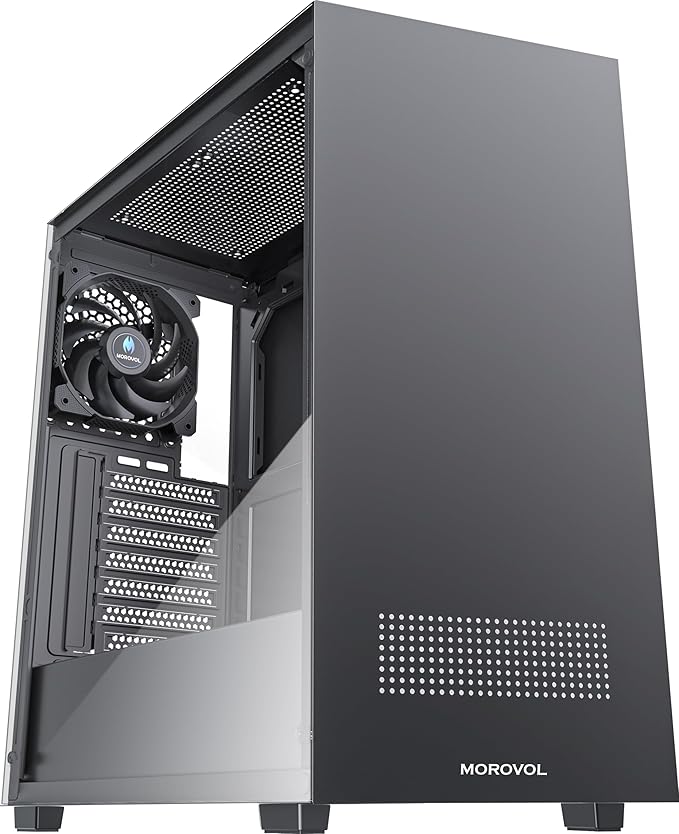 Amazon.com: MOROVOL ATX PC Case, Tempered Glass Gaming PC Case ...