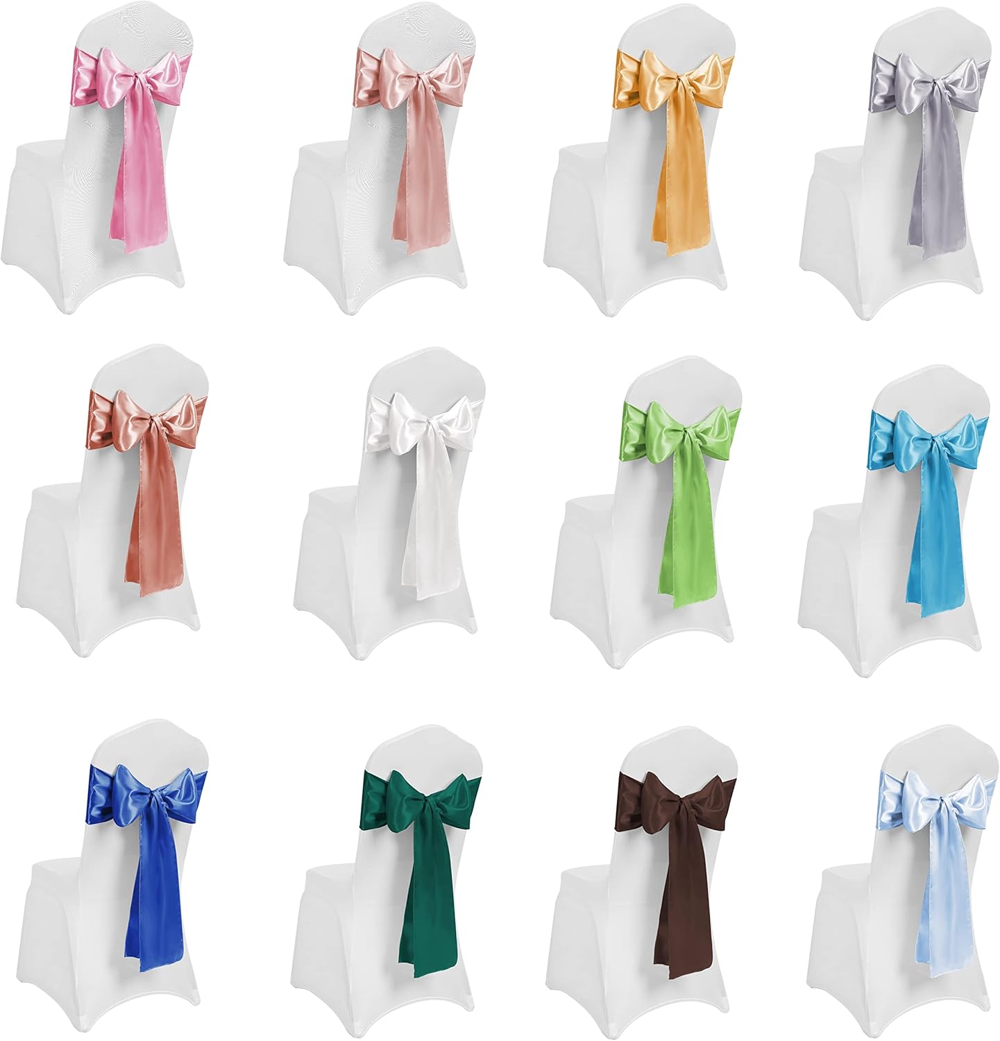 Satin Chair Sash WIDER FULLER BOWS Chair Sashes Bow Back Tie Ribbon ...
