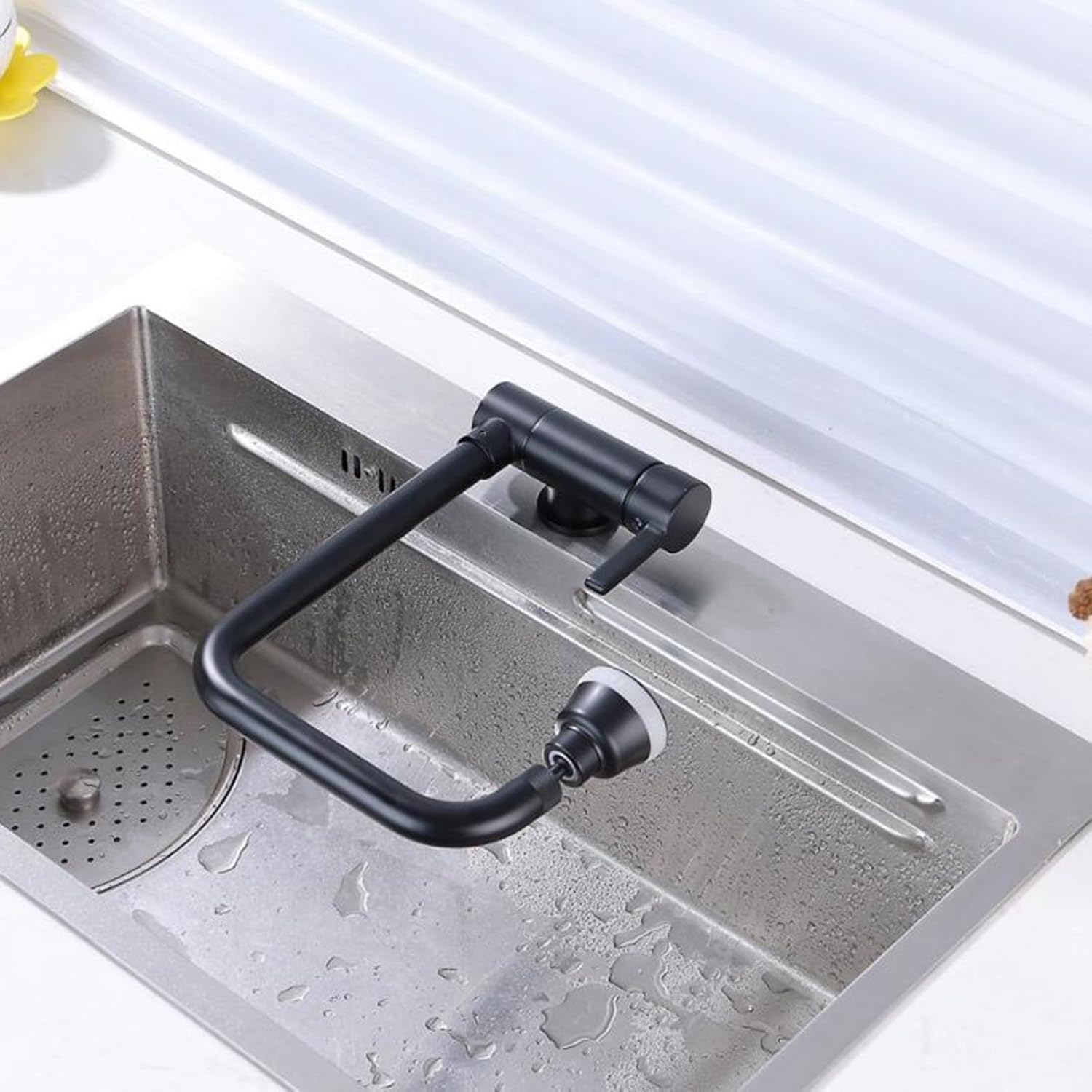 Folding Kitchen Tap for Inside Window, Brass 4 Mode Hot and Cold Water ...