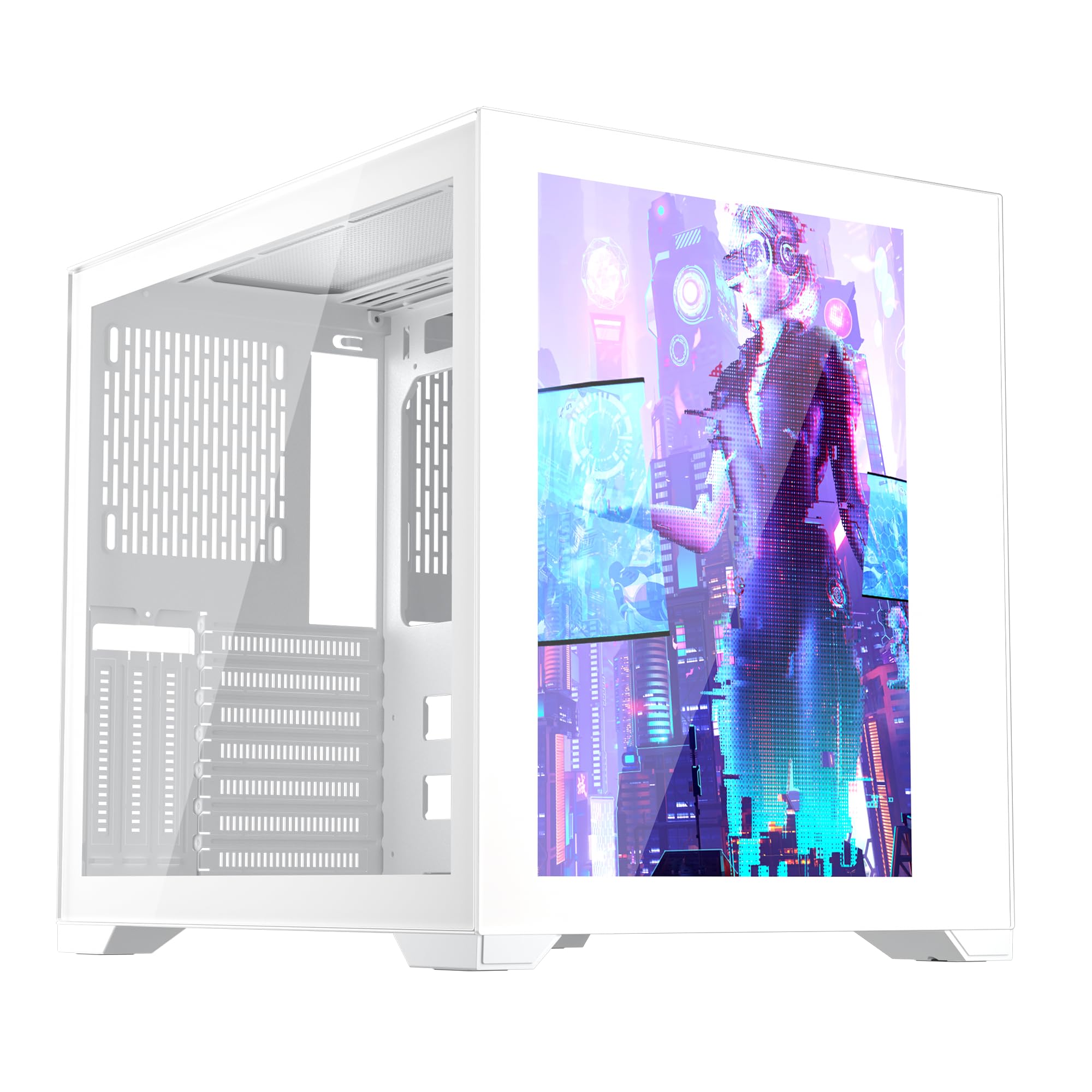 Buy 1ST PLAYER SP7-EV White Gaming PC Case ATX Mid Tower with Emotion ...