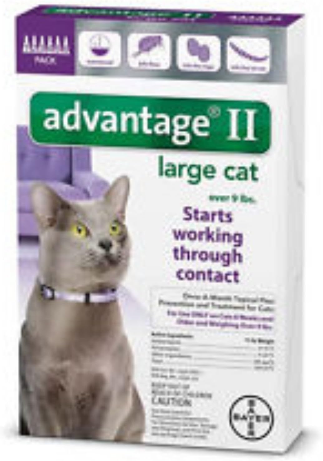 Amazon.com : Advantage II Flea Control Large Cat (for Cats Over 9 lbs ...