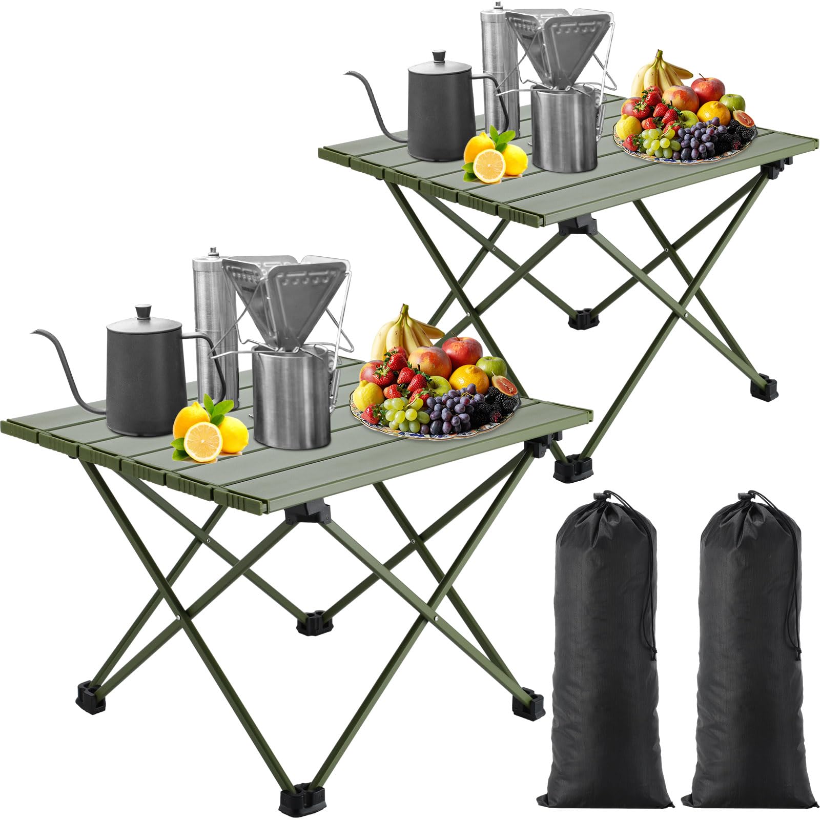 Tatuo 2 Pcs Small Camping Table Folding Beach Side Tables Outdoor ...