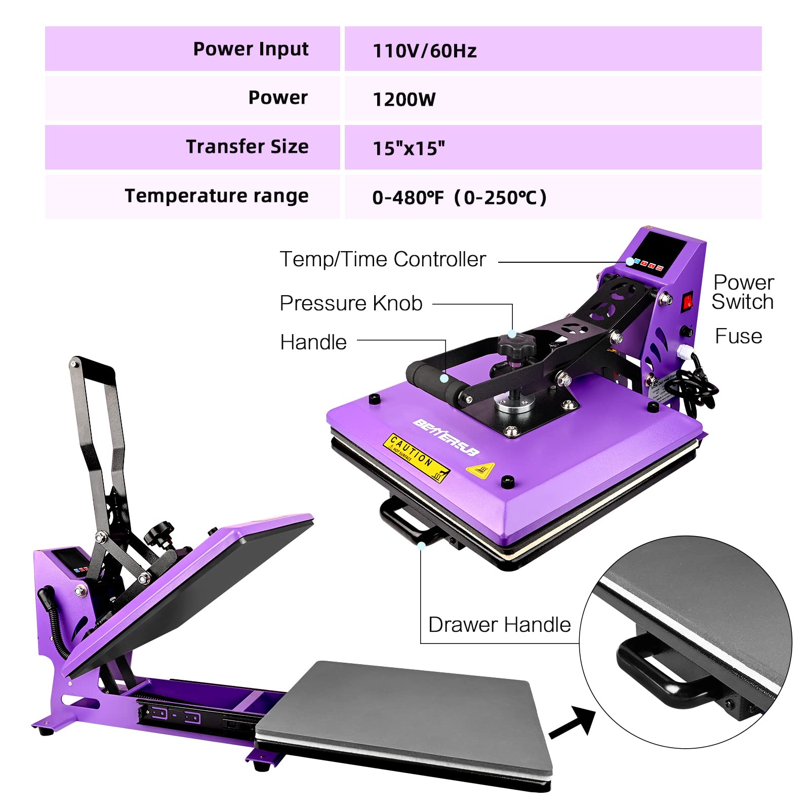 Snapklik.com : BetterSub Heat Press 15x15 Inch Digital Heat Press Machine