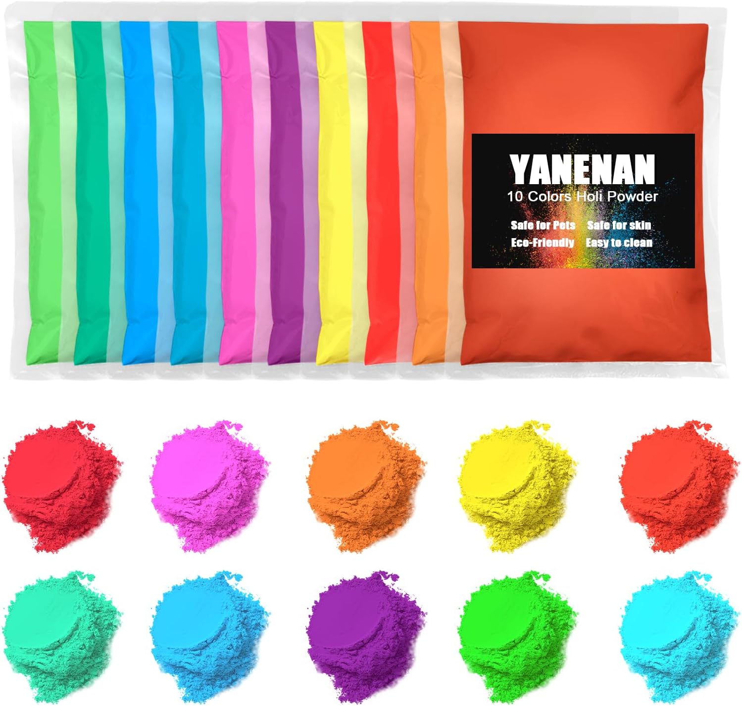 Amazon.com: Holi Color Powder, 10 Packs X 100 Grams, Multi-Color ...