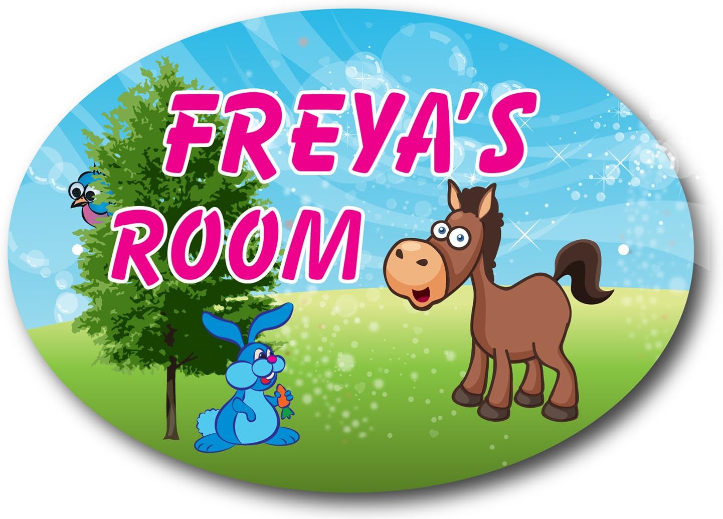 Amazon.com: Freya - Pony & Rabbit Oval Door Sign - All names are ...