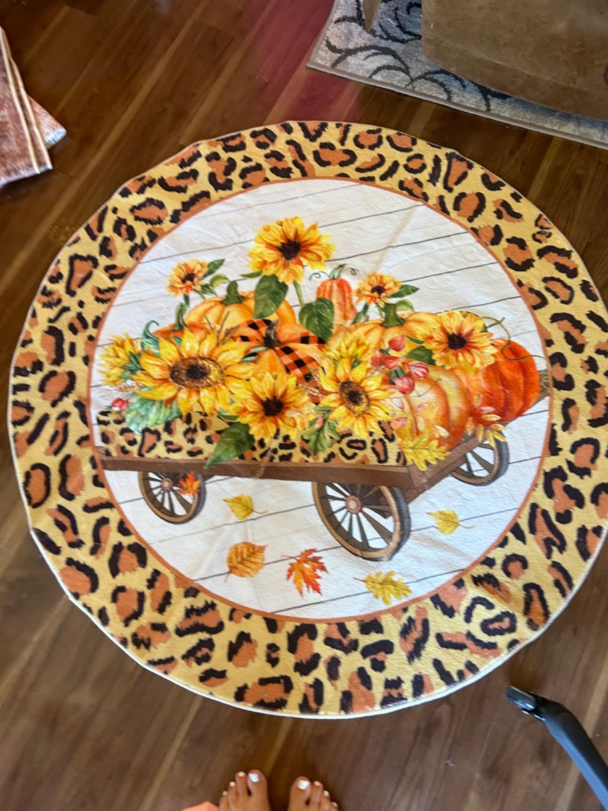 Amazon.com: Ileading Round Fall Thanksgiving Area Rug Non Slip Shaggy ...