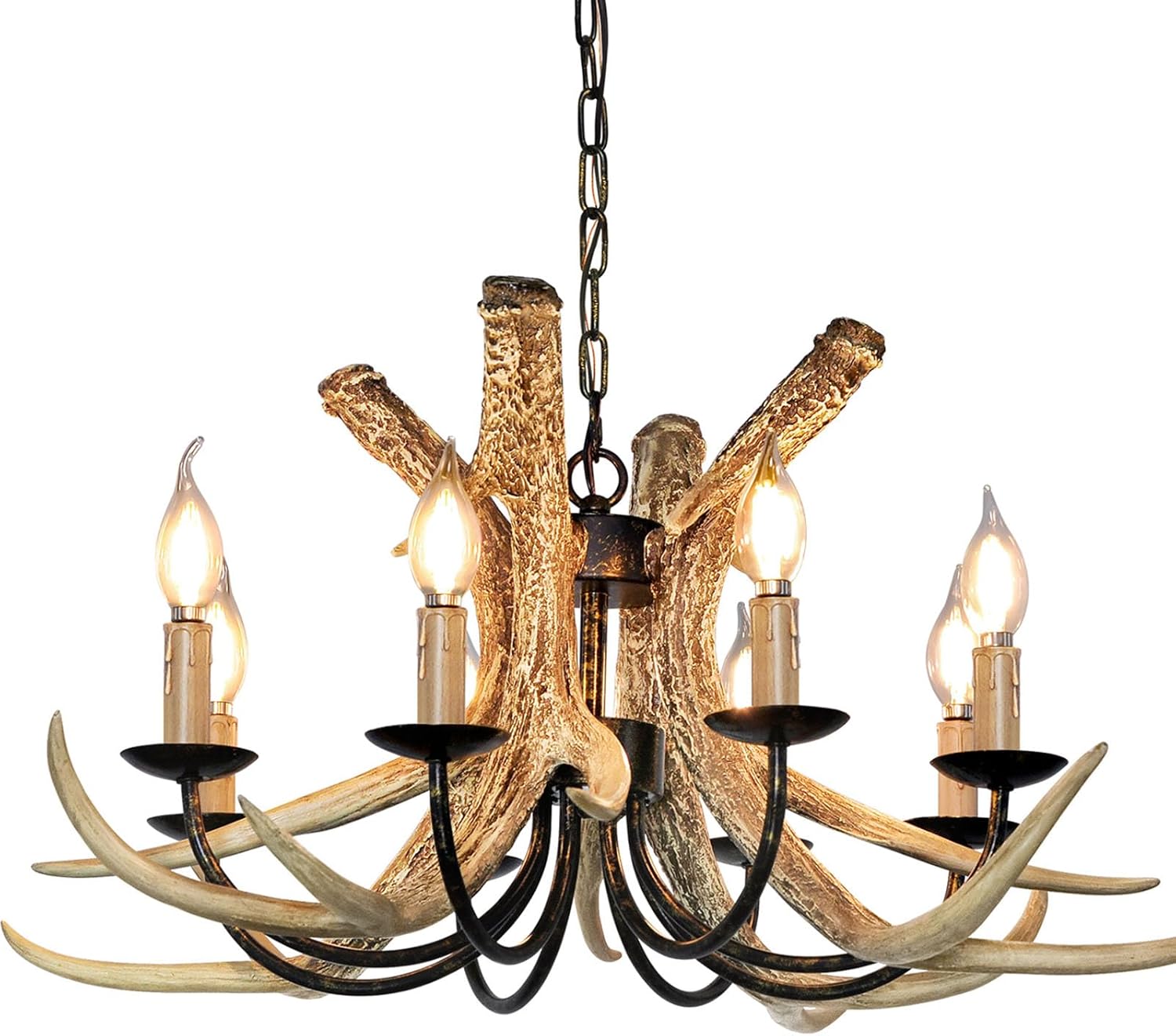 Rustic Antler Chandeliers 8 Lights, 29'' Large Resin Deer Chandelier ...