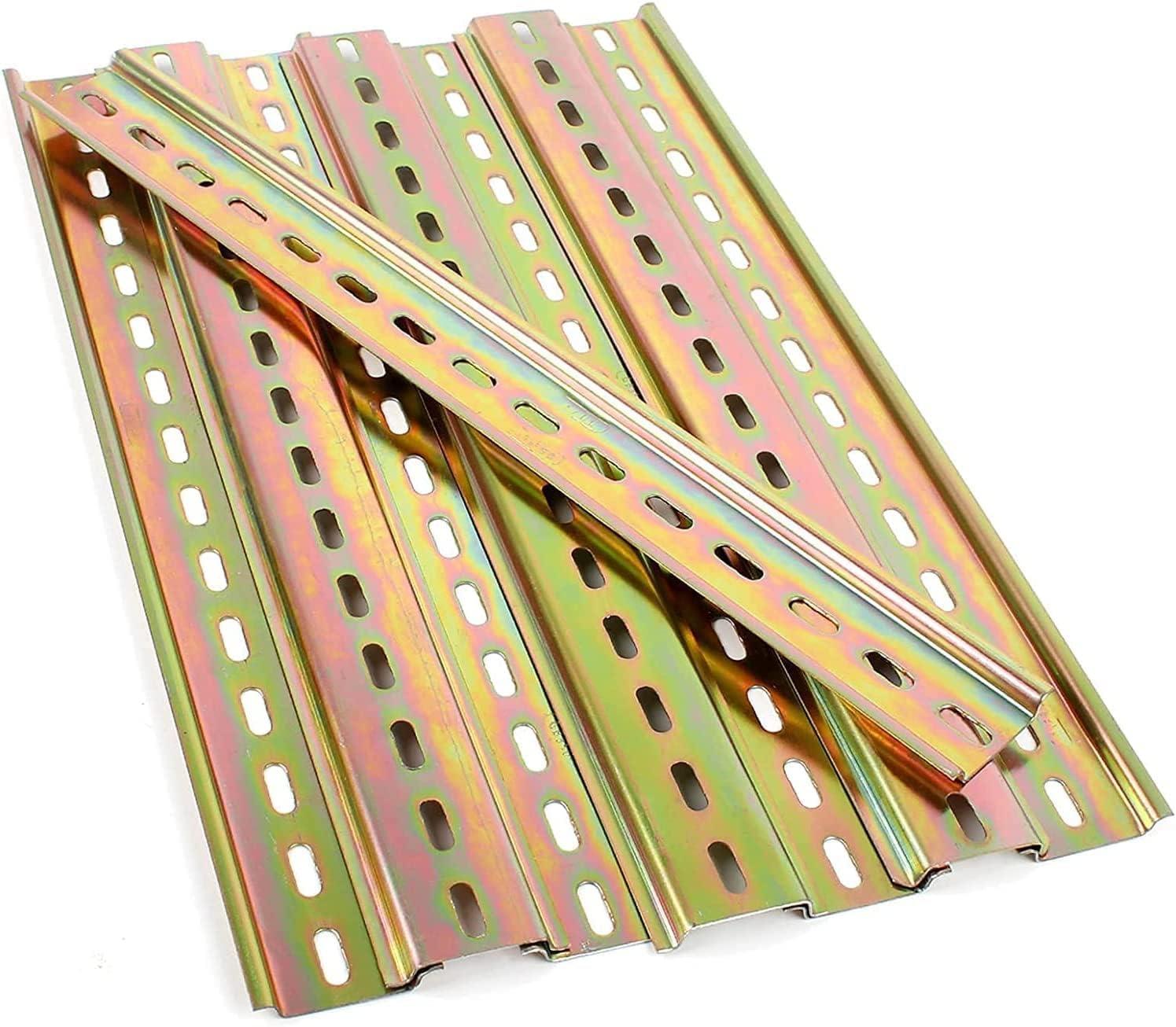8 Pieces Din Rail, 35mm Width Slotted Din Rail Iron Din Mounting Rail ...