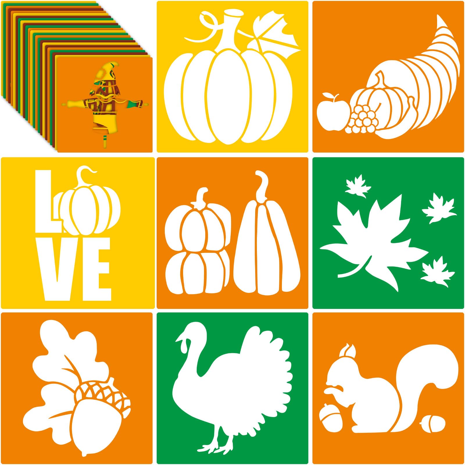 Snapklik.com : 24 Pcs Fall Stencil Set 8 X 8 Inch Plastic Drawing ...