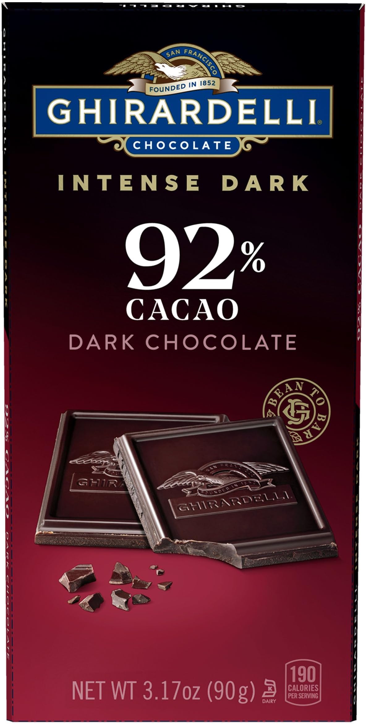 Amazon.com: GHIRARDELLI INTENSE DARK Chocolate Bar, 86% Cacao, 3.17 Oz ...