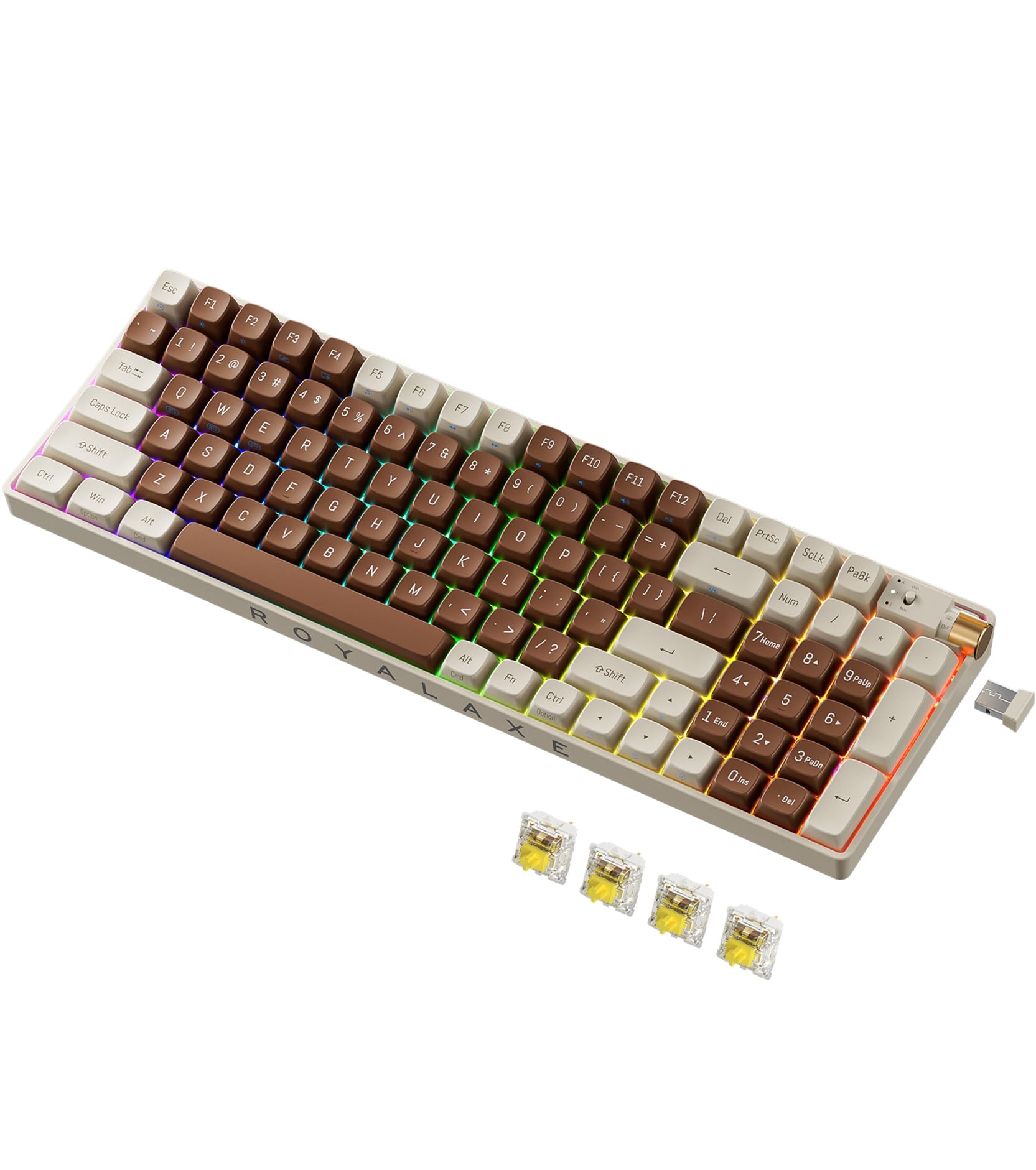 Buy ROYALAXE R100 Wireless Mechanical Keyboard, Hot Swappable Wired/2 ...