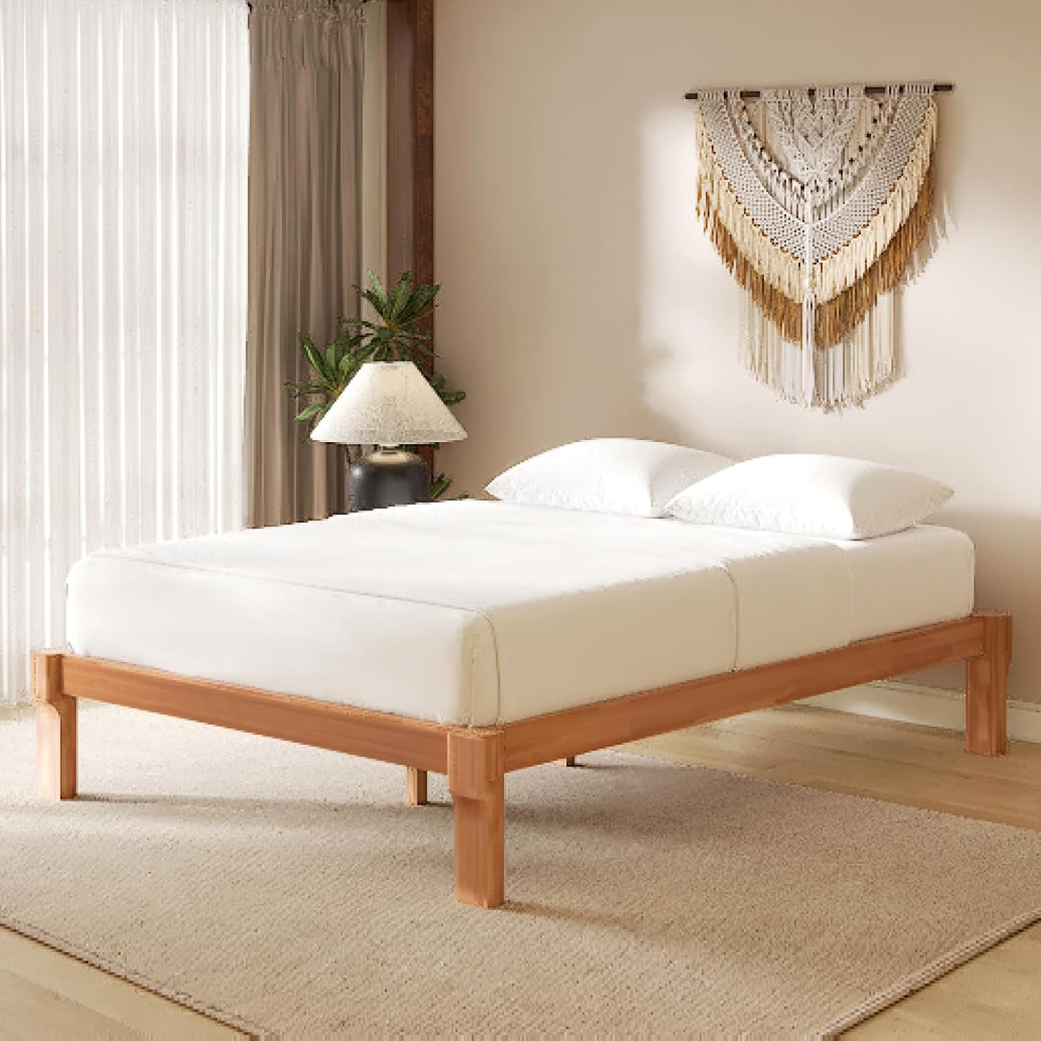 Amazon.com: FLEXISPOT Solid Wood Full Platform Bed, Japanese Joinery ...