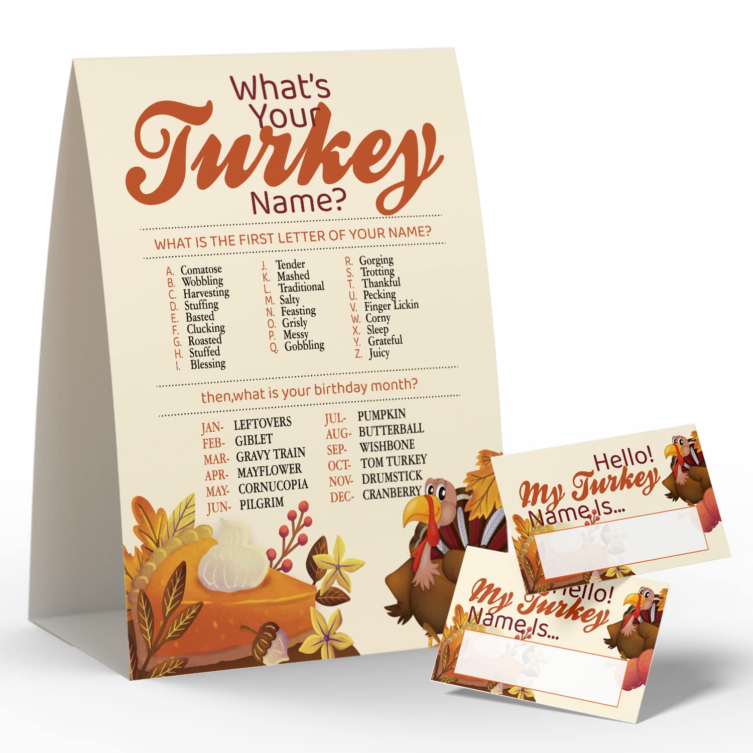 Amazon.com: What's Your Turkey Name Game, Thanksgiving Party Games, 50 ...
