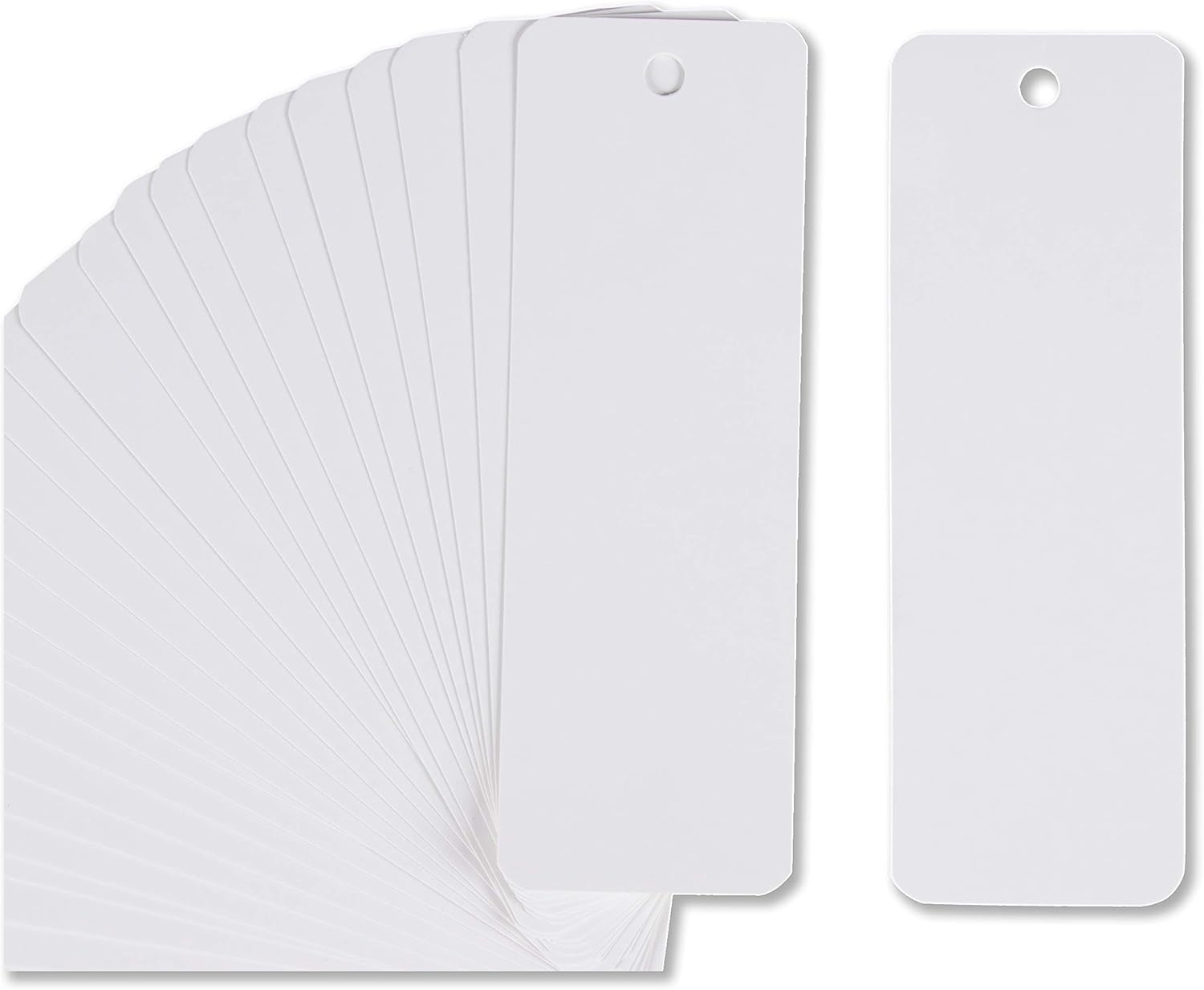 300-Pack Blank Bookmarks - White Bookmarks with Hole for String or ...