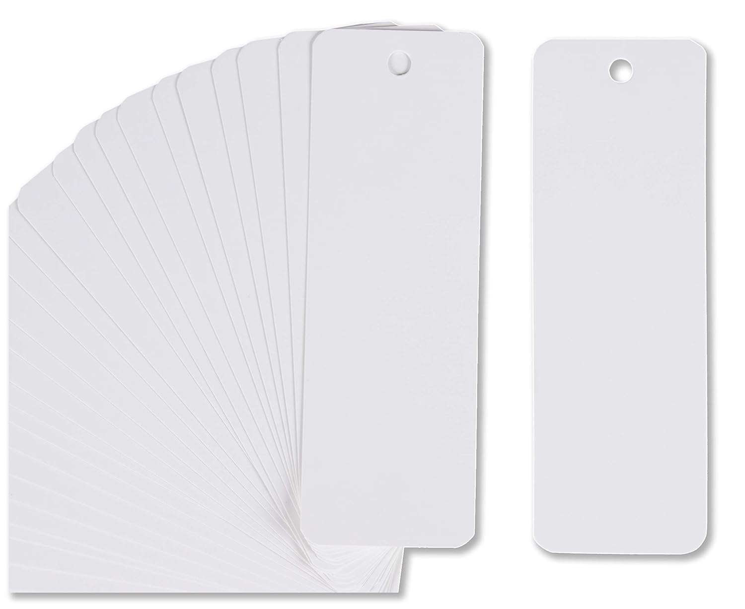 300-Pack Blank Bookmarks - White Bookmarks with Hole for String or ...