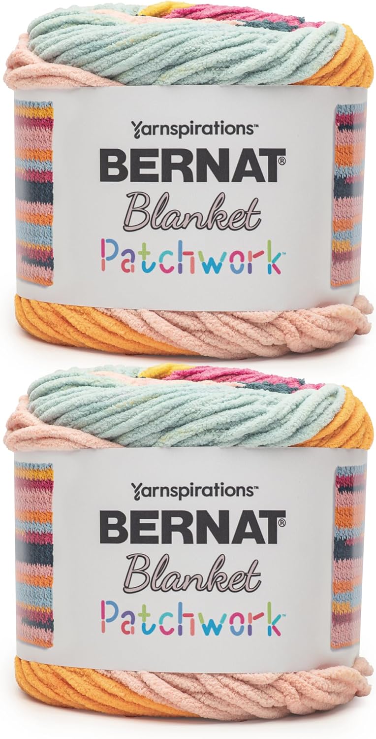 Amazon.com: Bernat Blanket Patchwork Tropical Splash Yarn - 2 Pack of ...