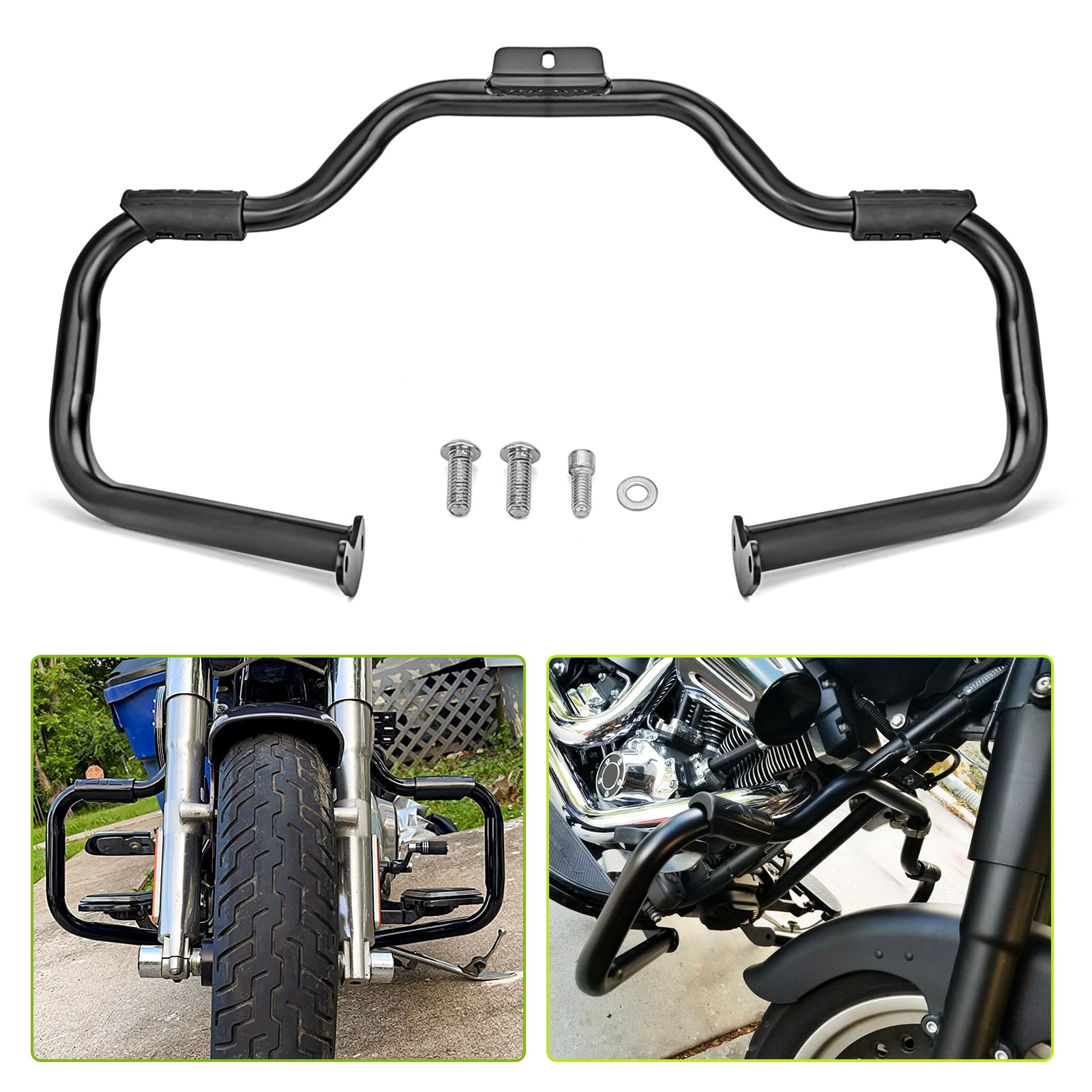 Amazon.com: Mofun Gloss Black Engine Guard Highway Crash Bar Compatible ...