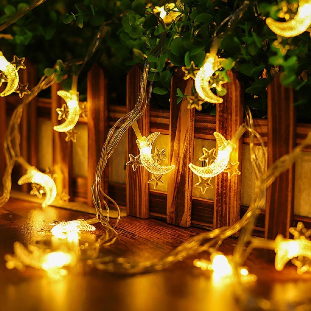 Amazon.com: WFGGEH Moon Star String Lights, 10ft 20 LED USB Powered ...