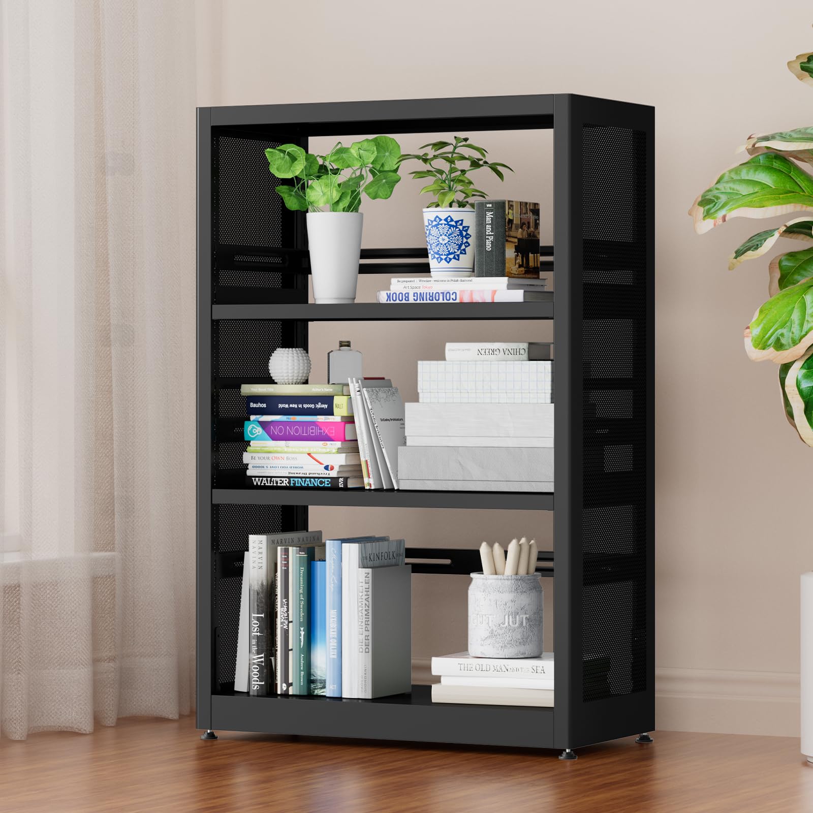 Amazon.com: TIMELESS PIECES 3-Tier Book Shelf, Black Bookshelf and ...