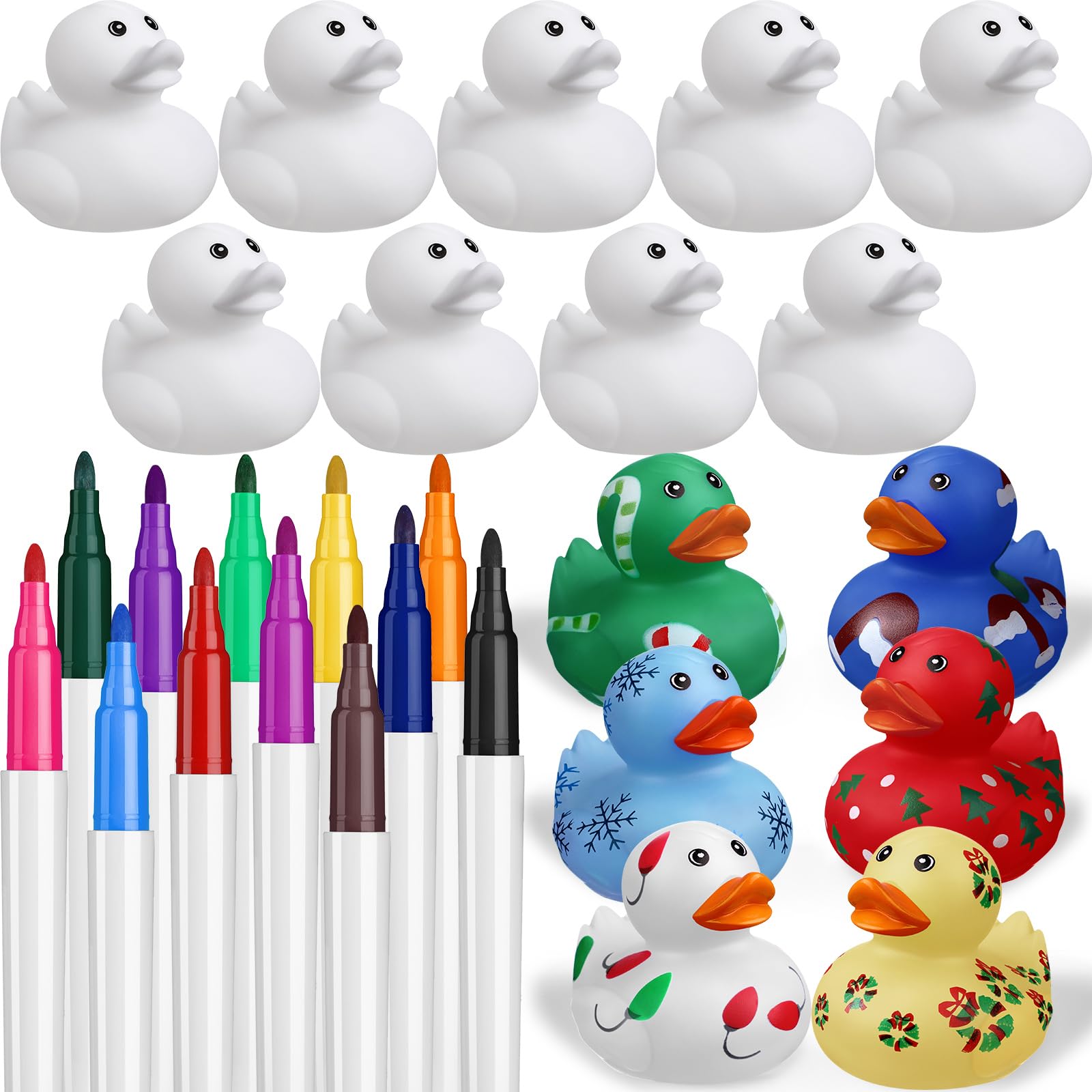 Amazon.com: Jerify 48 Pcs 2 Inch White Blank Rubber Ducks Creative ...