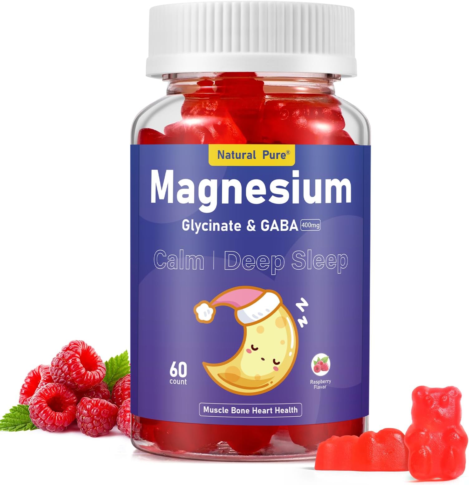 Amazon.com: Magnesium Glycinate Gummies with GABA for Clam and Bed Time 400mg Sugar Free ...