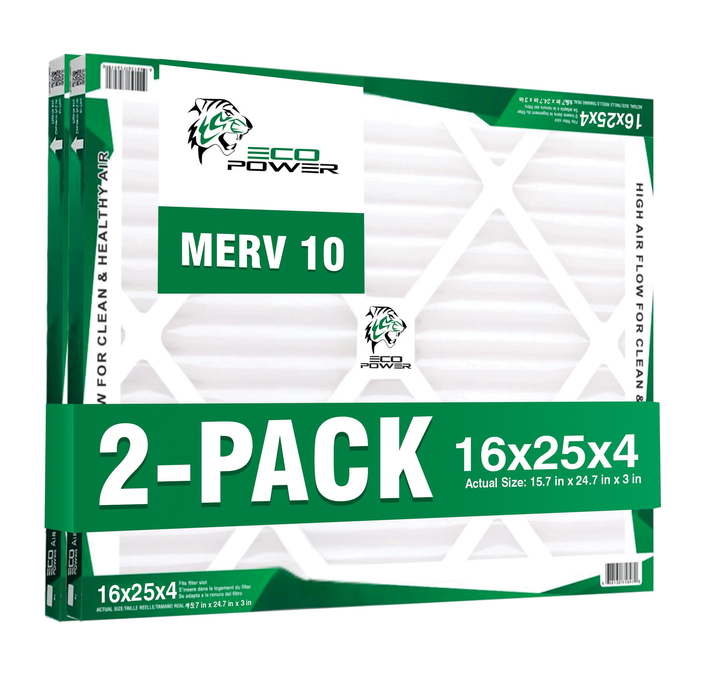 Air Filter MERV 10 (2-Pack) - Pleated Air Conditioner HVAC AC Furnace ...