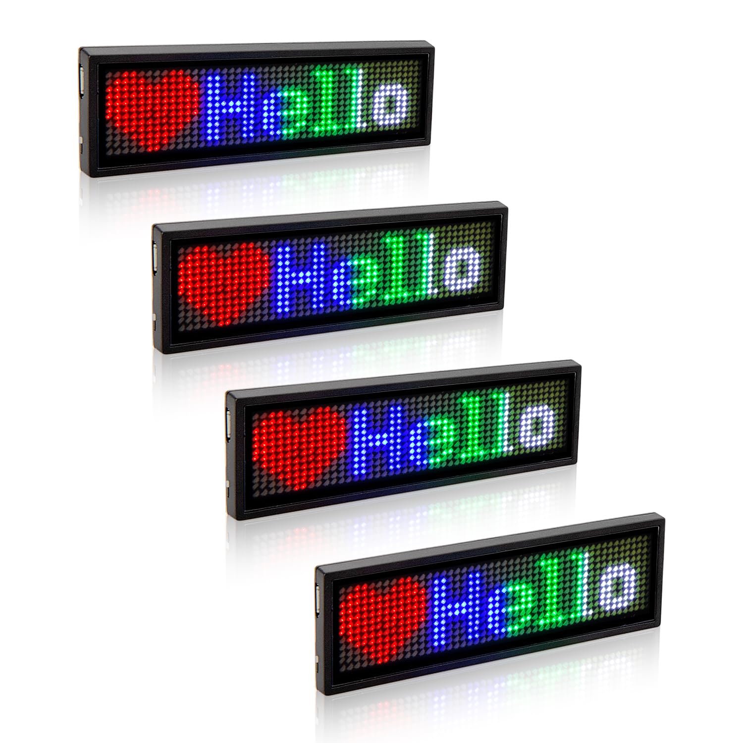 Snapklik.com : Leadleds 4 Pack Programmable Bluetooth Led Name Tag, Rechargeable LED Name Badge ...
