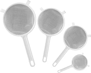 4 Pcs Fine Mesh Plastic Sieve Set Kitchen Flour Sifter for Baking ...