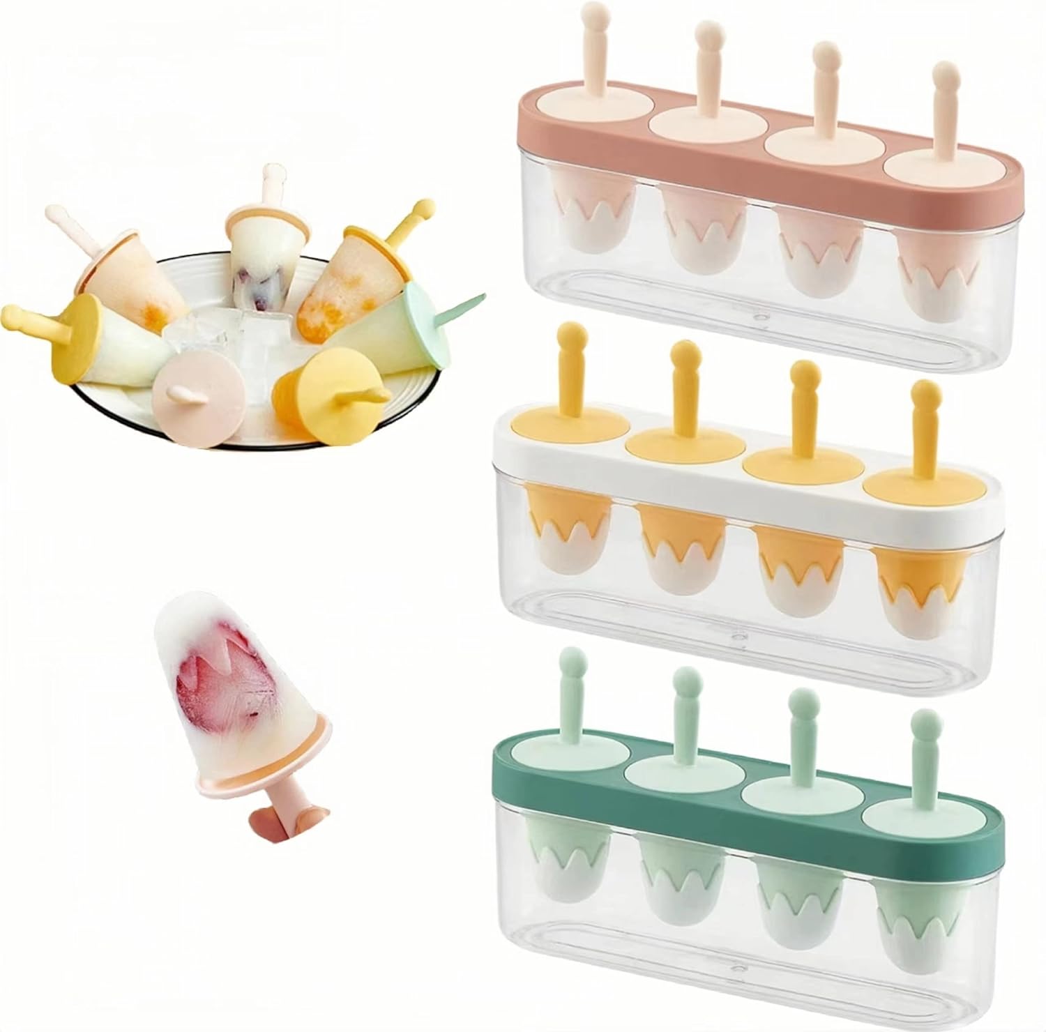 Amazon.com: 3 Pack Mini Baby Popsicle Mold Set Silicone Popsicle Maker ...
