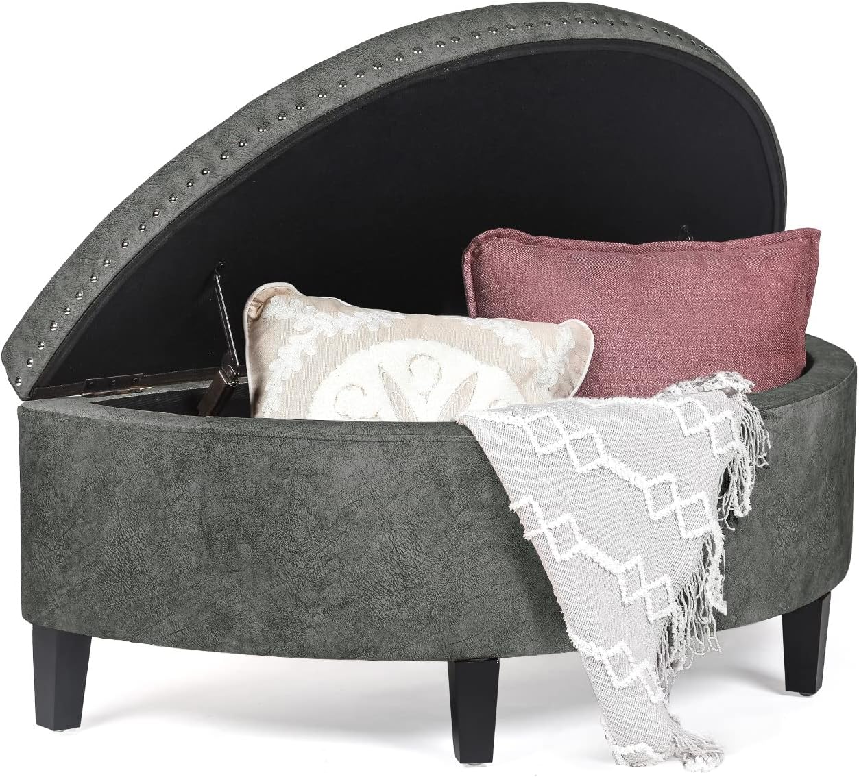 Amazon.com: Homebeez 43" Half Moon Storage Ottoman Bench, End of Bed ...
