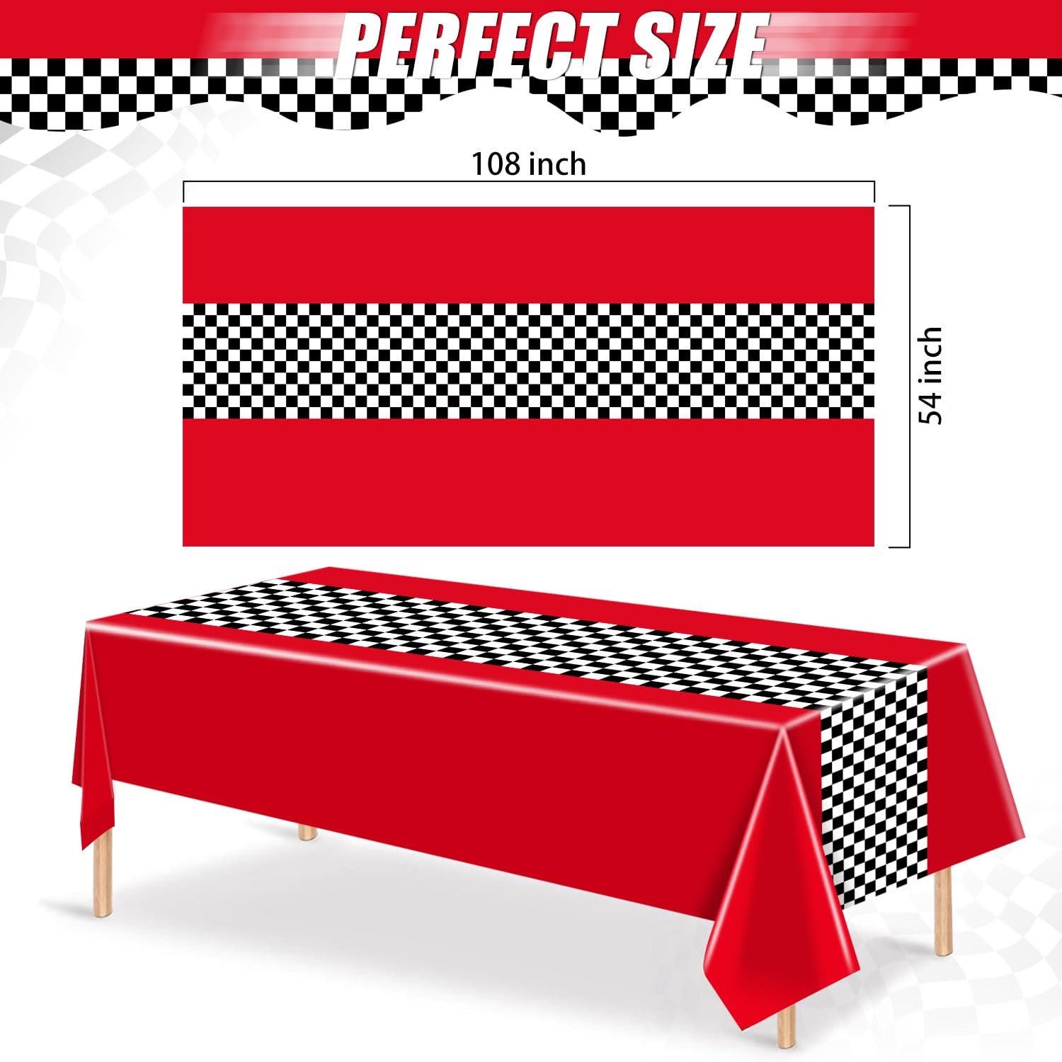 Snapklik.com : Black And White Checkered Flag Tablecloth, 3Pcs Plastic ...