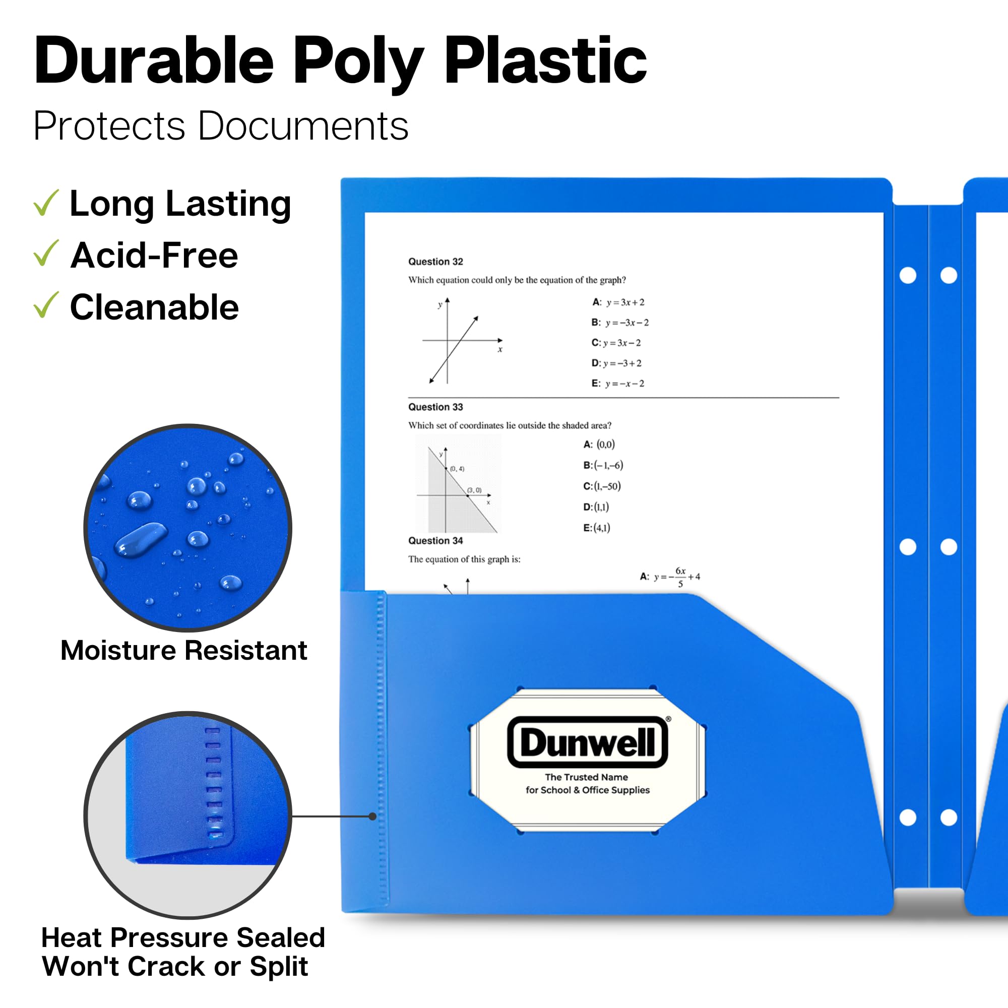 Snapklik.com : Dunwell Plastic 2-Pocket Folders For 3-Ring Binders