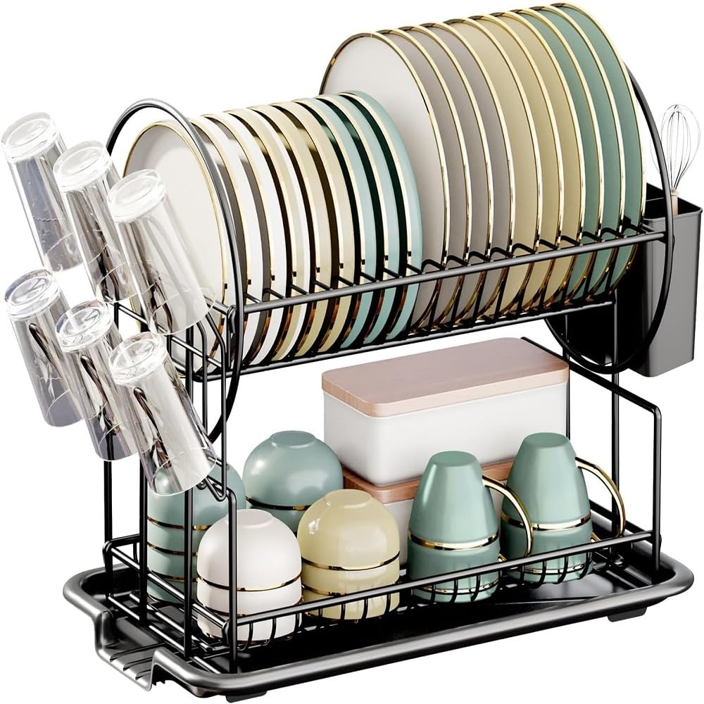 Prakal Dish Rack Metal Dish Drying Stand with Tray Dish Drainer Plate ...