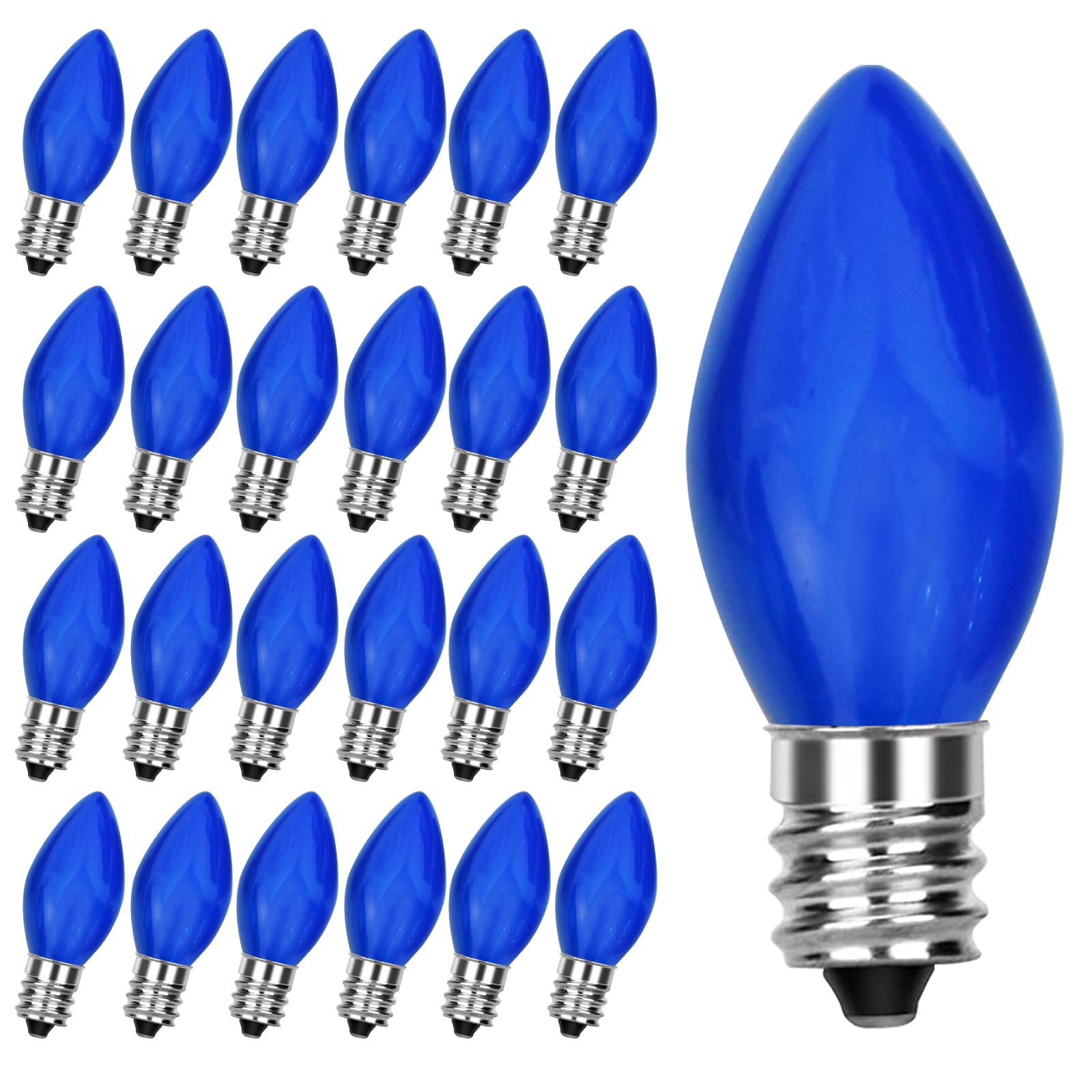 Amazon.com: Abeja 25 Pack C7 LED Blue Light Bulbs, 0.6W Ceramic LED ...