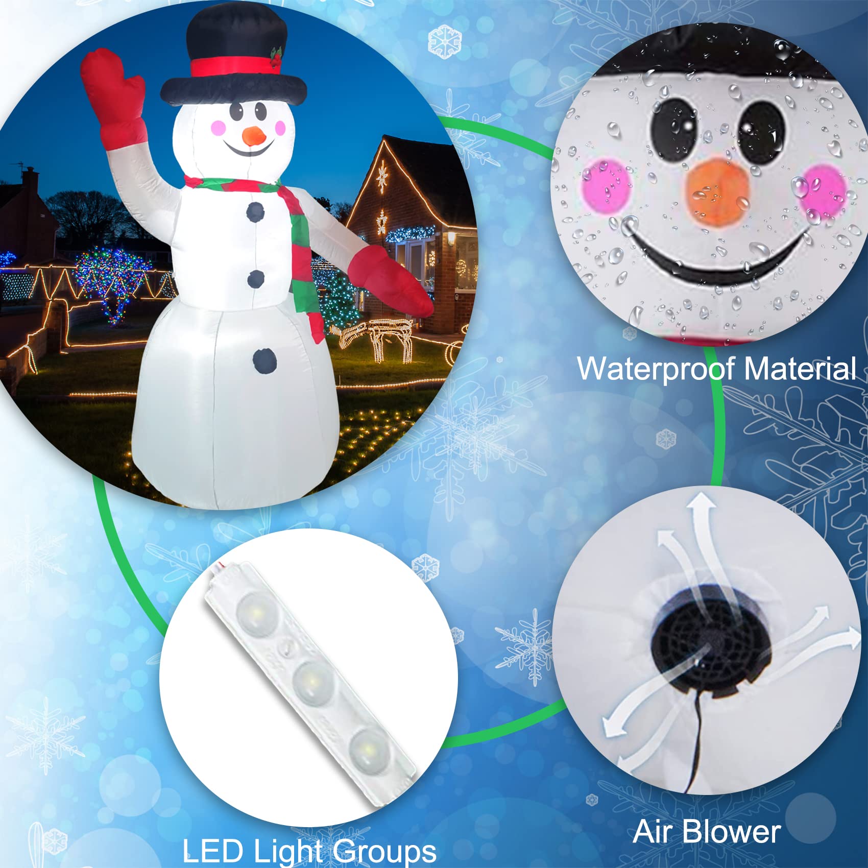 Décoration Noël Extérieure Géante Bonhomme De Neige Gonflable De Noël ...