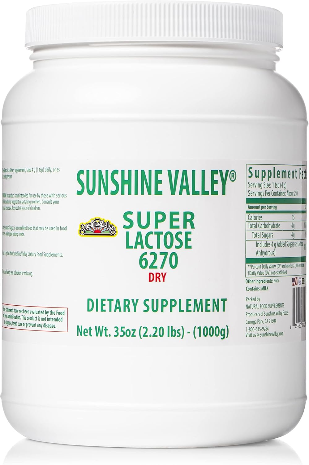 Amazon.com : Sunshine Valley® Super Lactose Dry Powder (FREE FLOW POUR ...