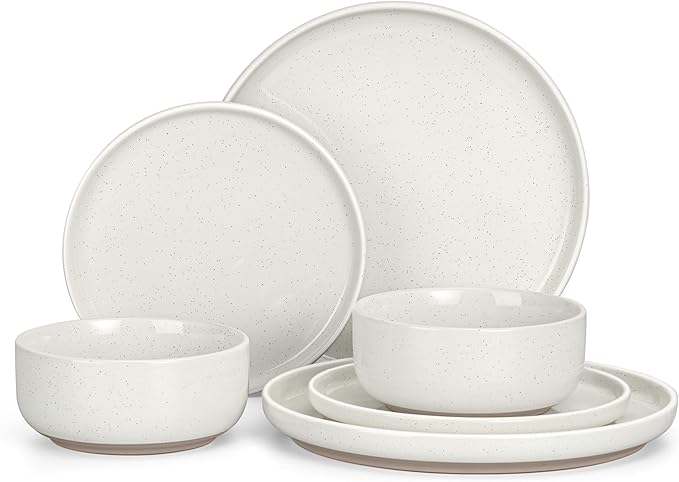 Amazon.com | HaWare Stoneware Dinnerware Sets, 6-Piece Plates and Bowls ...