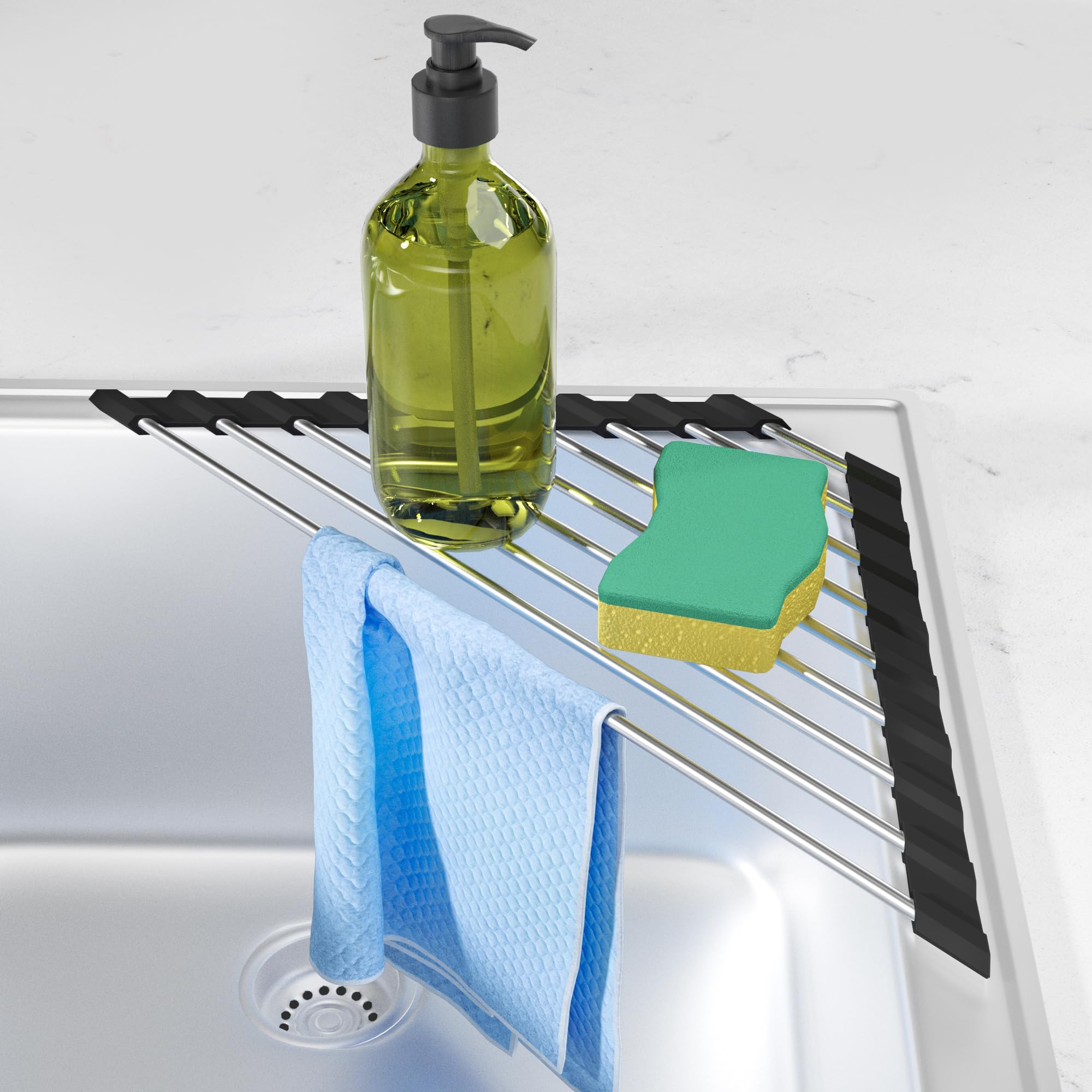 Amazon.com - Yeepoo Triangle Roll-Up Dish Drying Rack, Compact and ...