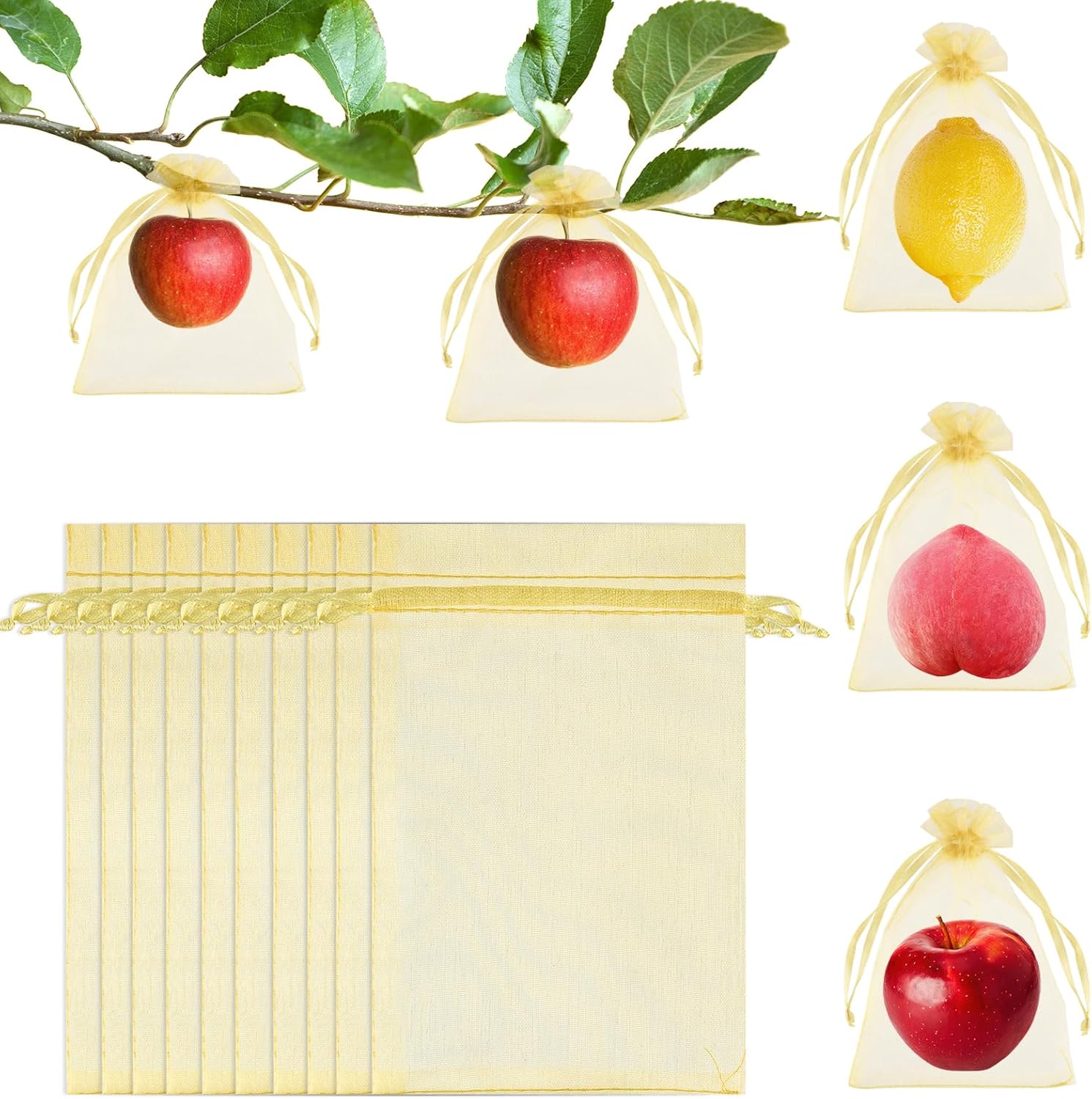 Amazon.com : Morcheiong 60Pcs Fruit Protection Bags 6"" x 8"", Reusable ...