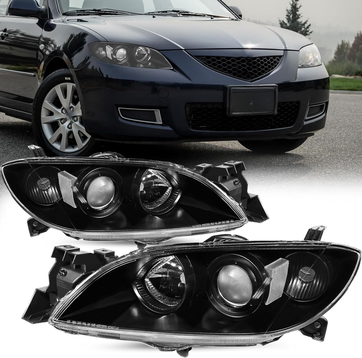 Amazon.com: TUSDAR Headlight Assembly Fits 2004-2009 Mazda 3 Sedan 4 ...
