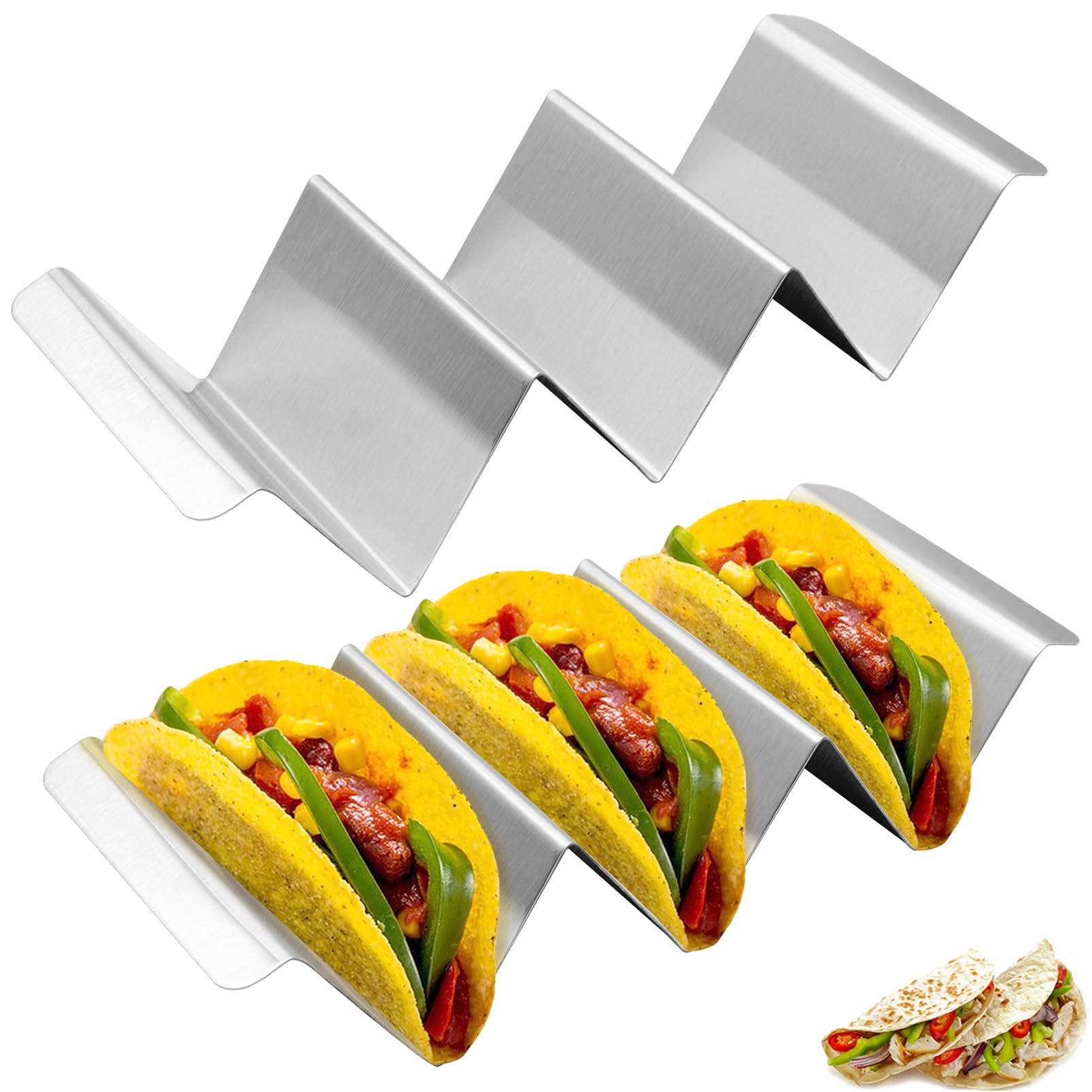 JJYHEHOT 2 Pcs Stainless Steel Taco Holder Stand, Taco Tray Plates ...