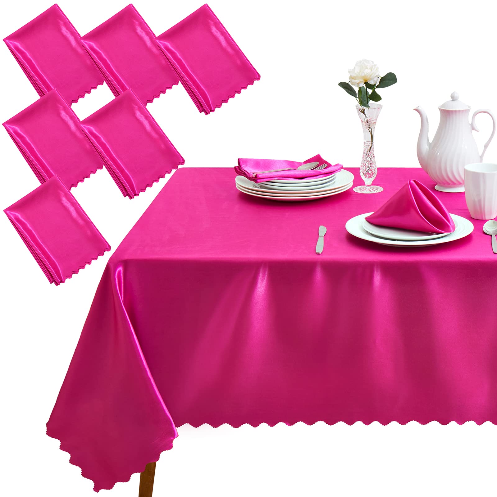 Amazon.com: Aormenzy 6 Pcs Satin Tablecloths 60 x 102 Inch Table Cloth ...