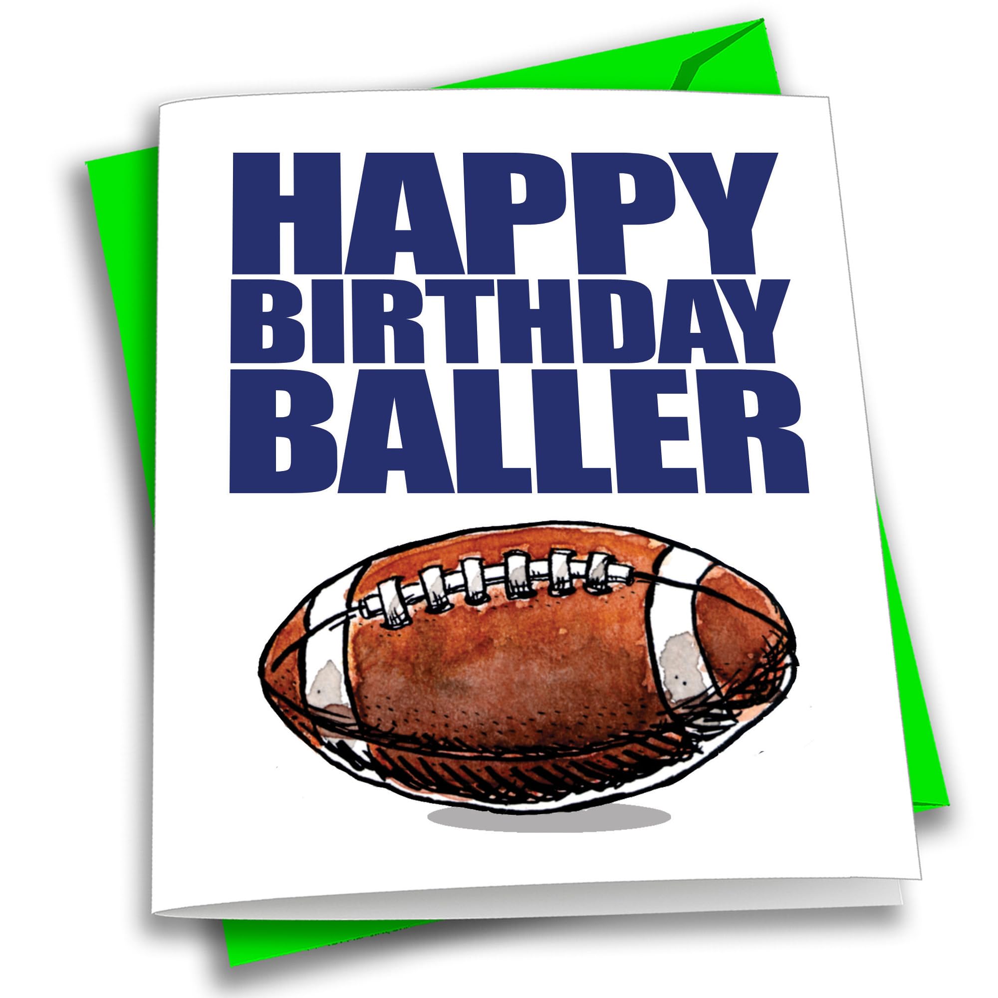 Amazon.com : 1-Pack Football Baller Happy Birthday Baller Card (5x7in ...